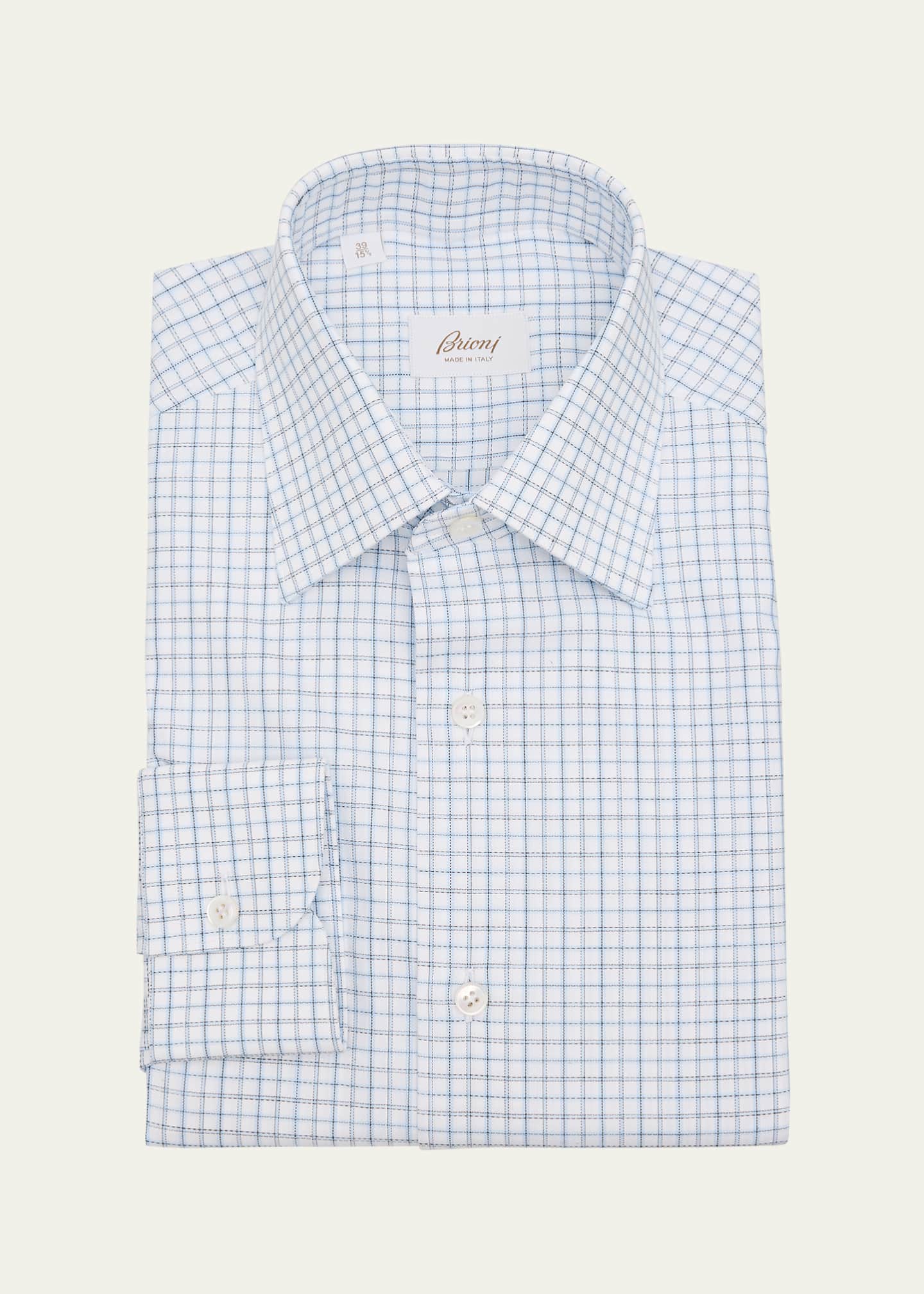 Brioni Men's Cotton Graph Check Dress Shirt - Bergdorf Goodman