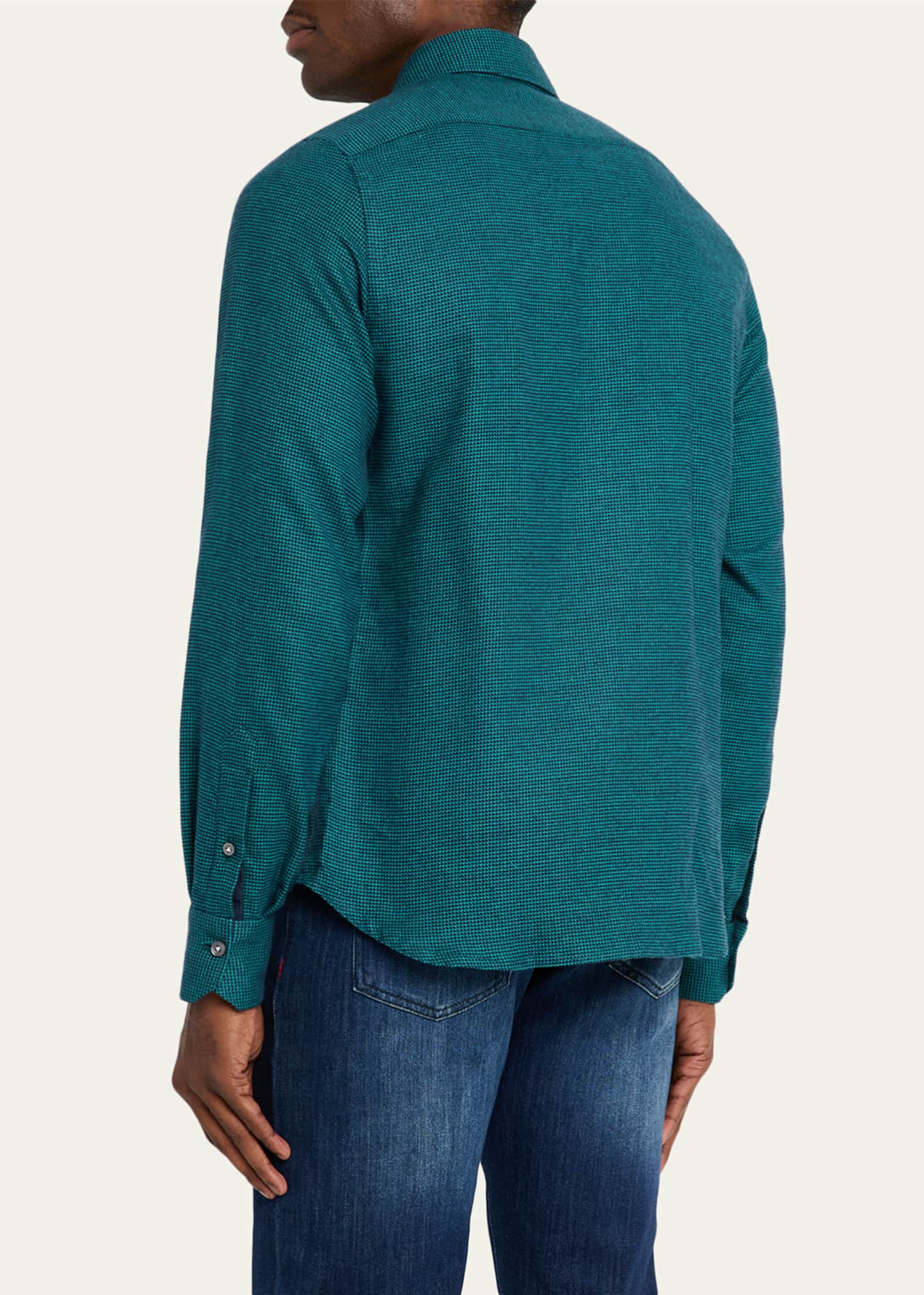 Kiton Men's Cotton Micro-Houndstooth Textured Overshirt - Bergdorf Goodman