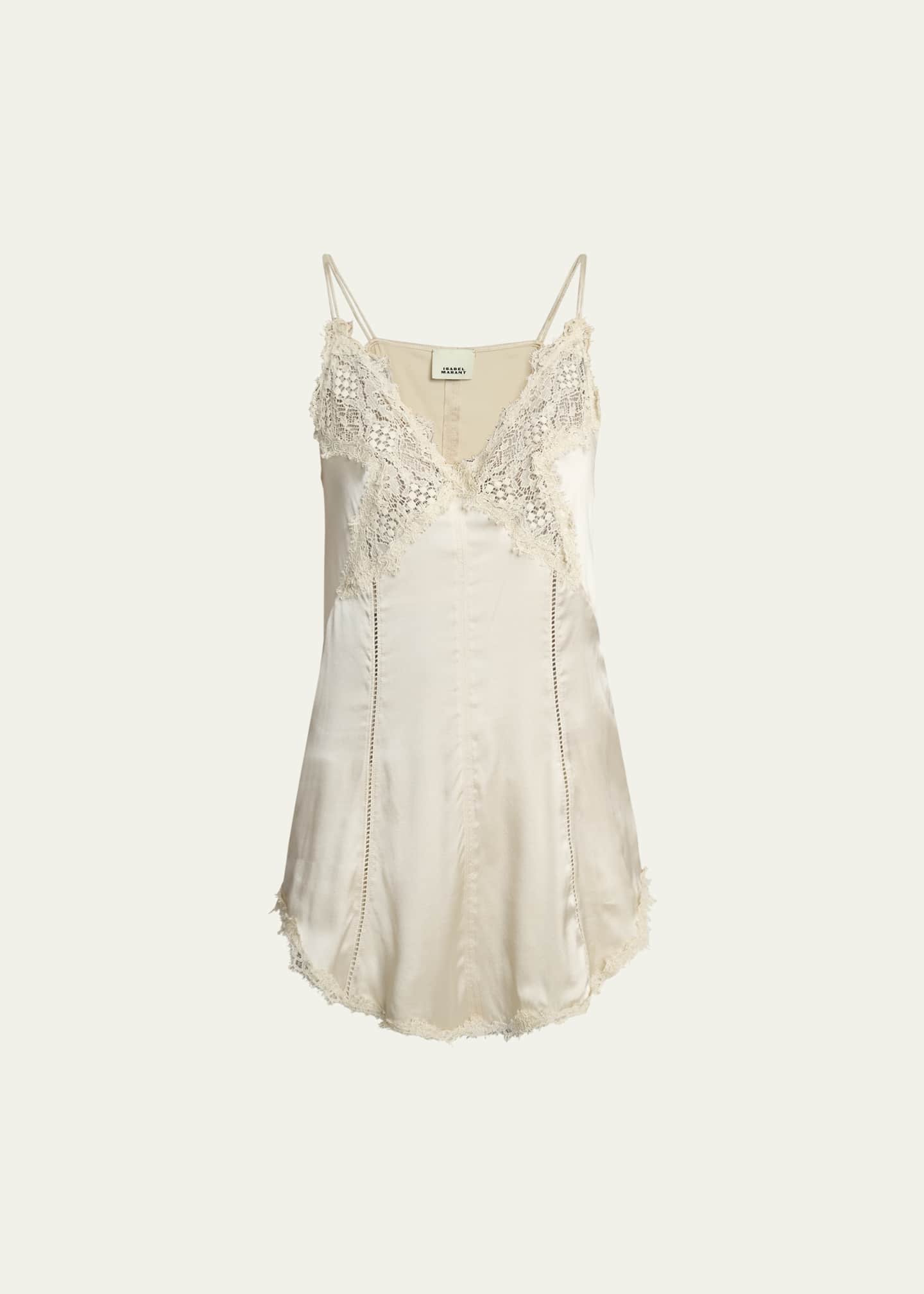 Isabel Marant Diandra Lace Inset Silk Top - Bergdorf Goodman