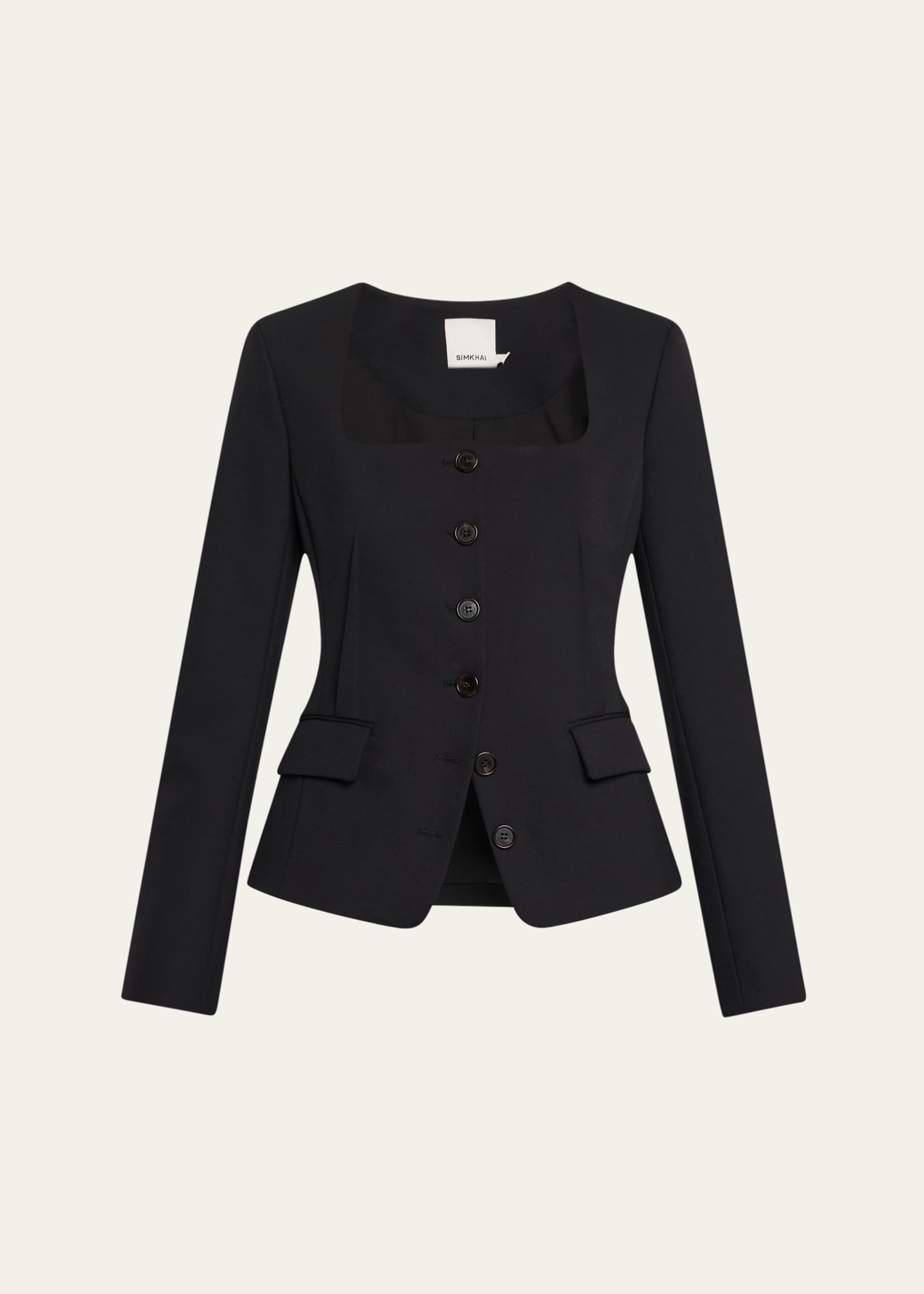 SIMKHAI Marlowe Tailored Square-Neck Jacket - Bergdorf Goodman