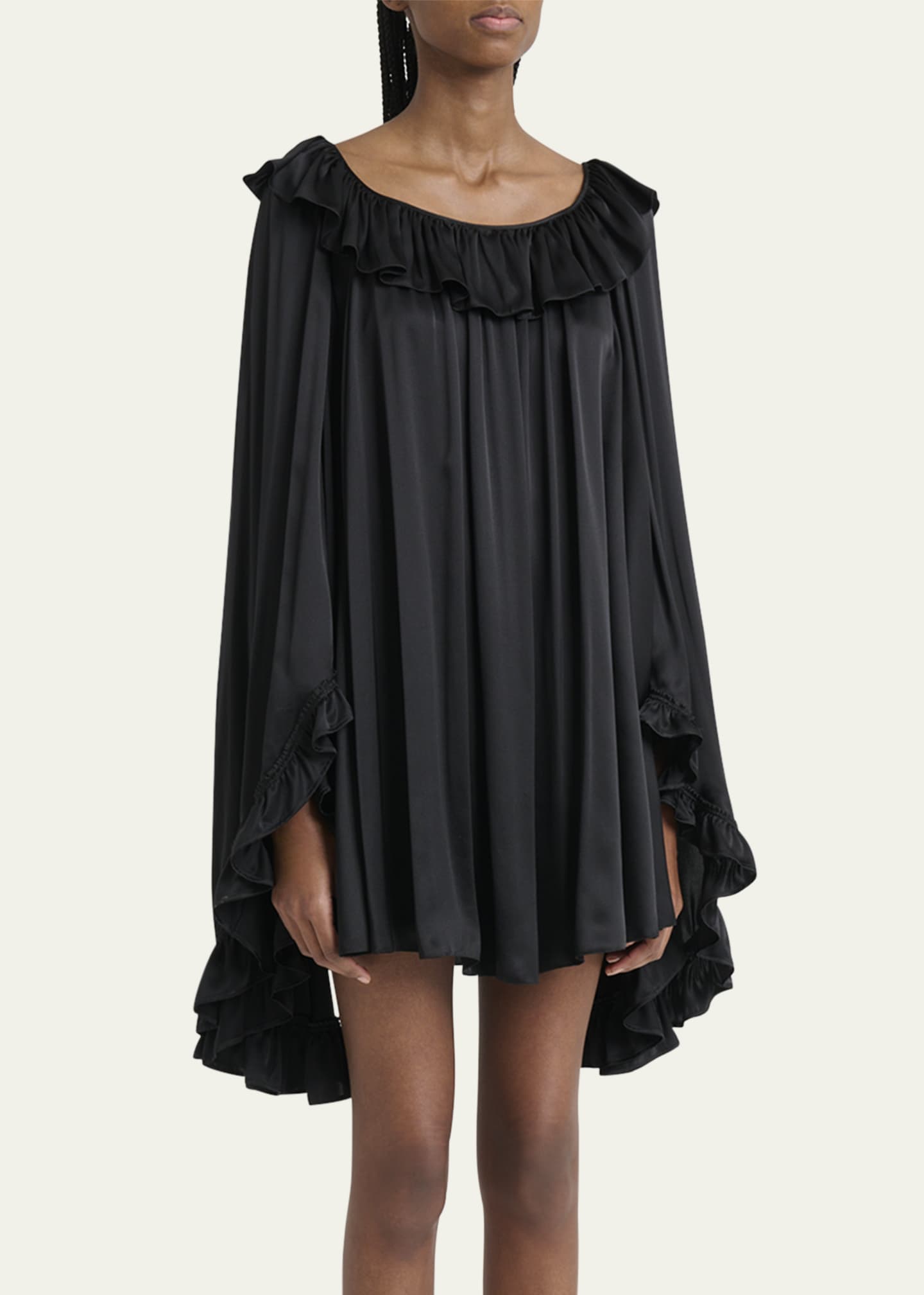 Chloe Silk Satin Ruffle Mini Dress - Bergdorf Goodman