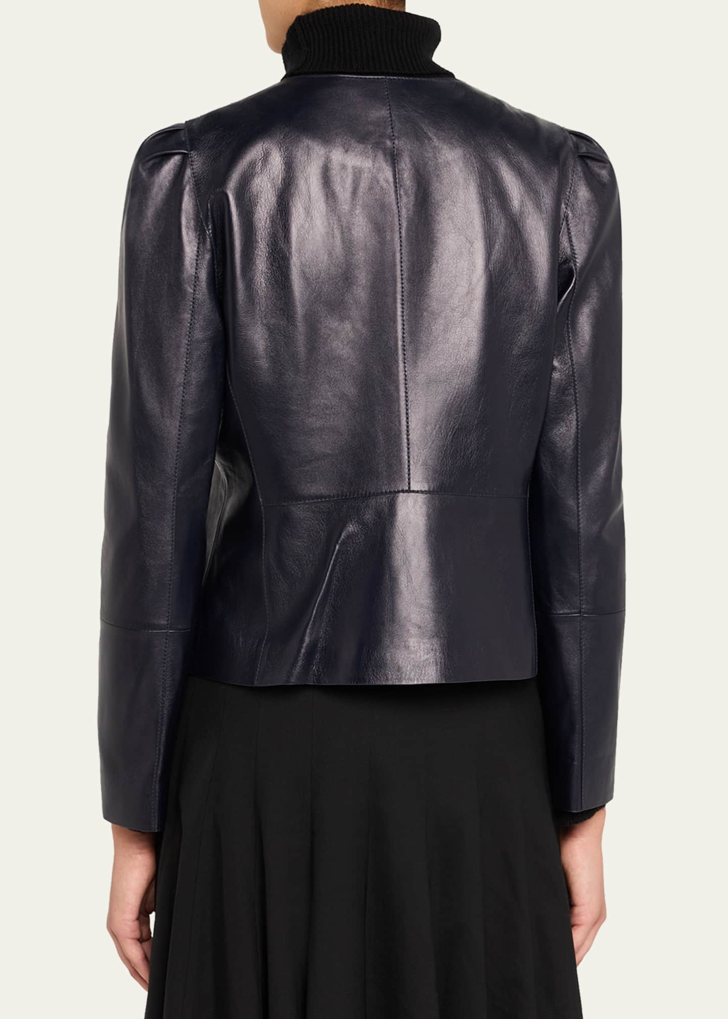 Lafayette 148 New York x The Morning Show Puff-Shoulder Leather Jacket ...