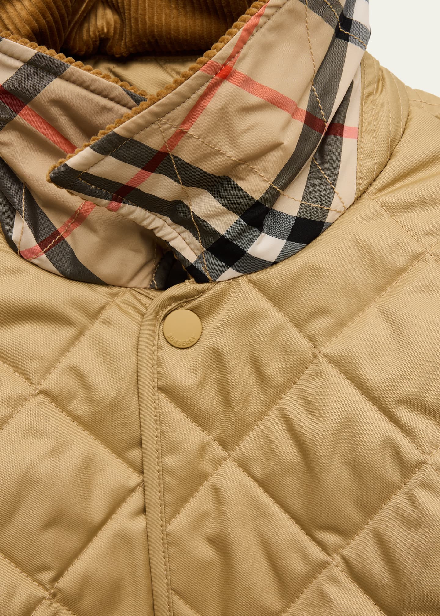 Burberry Girl's Milo Corduroy-Collar Quilted Jacket, Size Newborn-14 ...