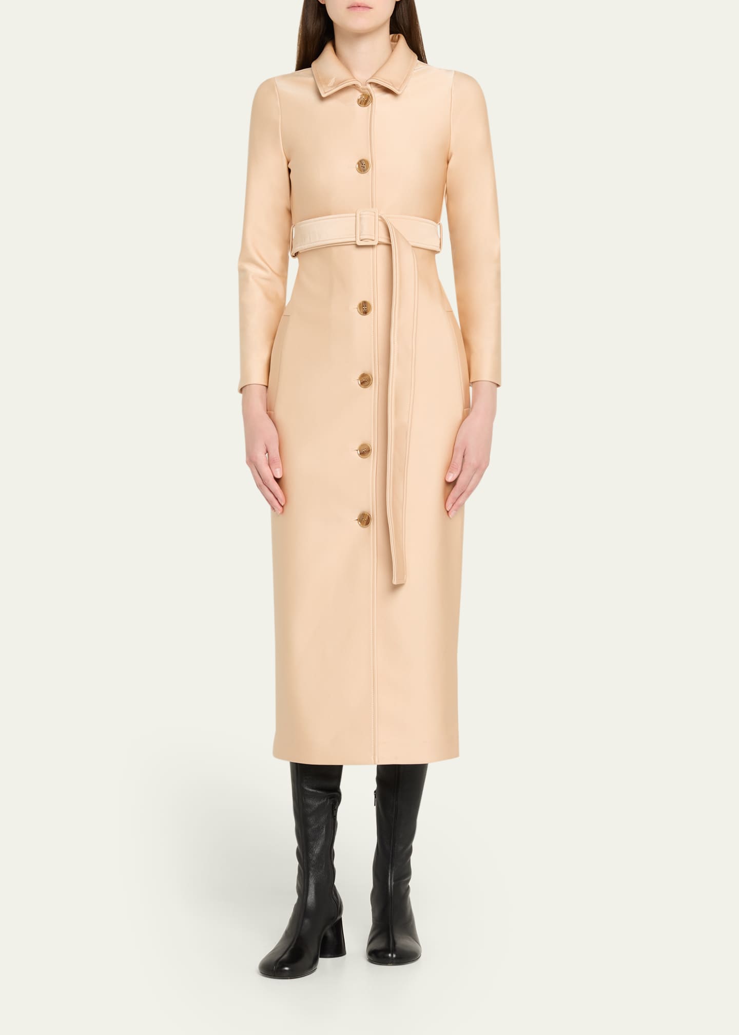 Marie Adam-Leenaerdt Slim-Fit Satin Belted Trench Coat - Bergdorf Goodman