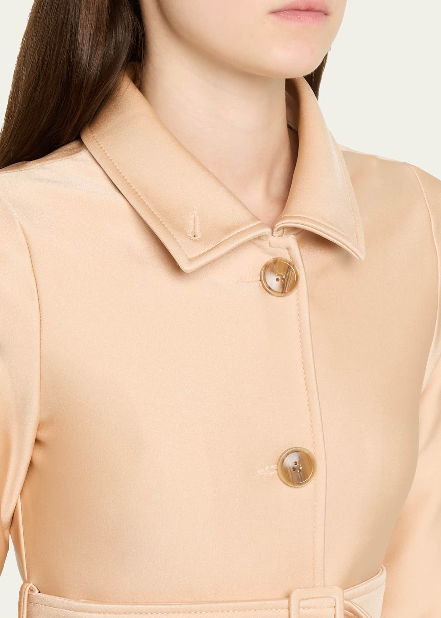 Marie Adam-Leenaerdt Slim-Fit Satin Belted Trench Coat - Bergdorf Goodman