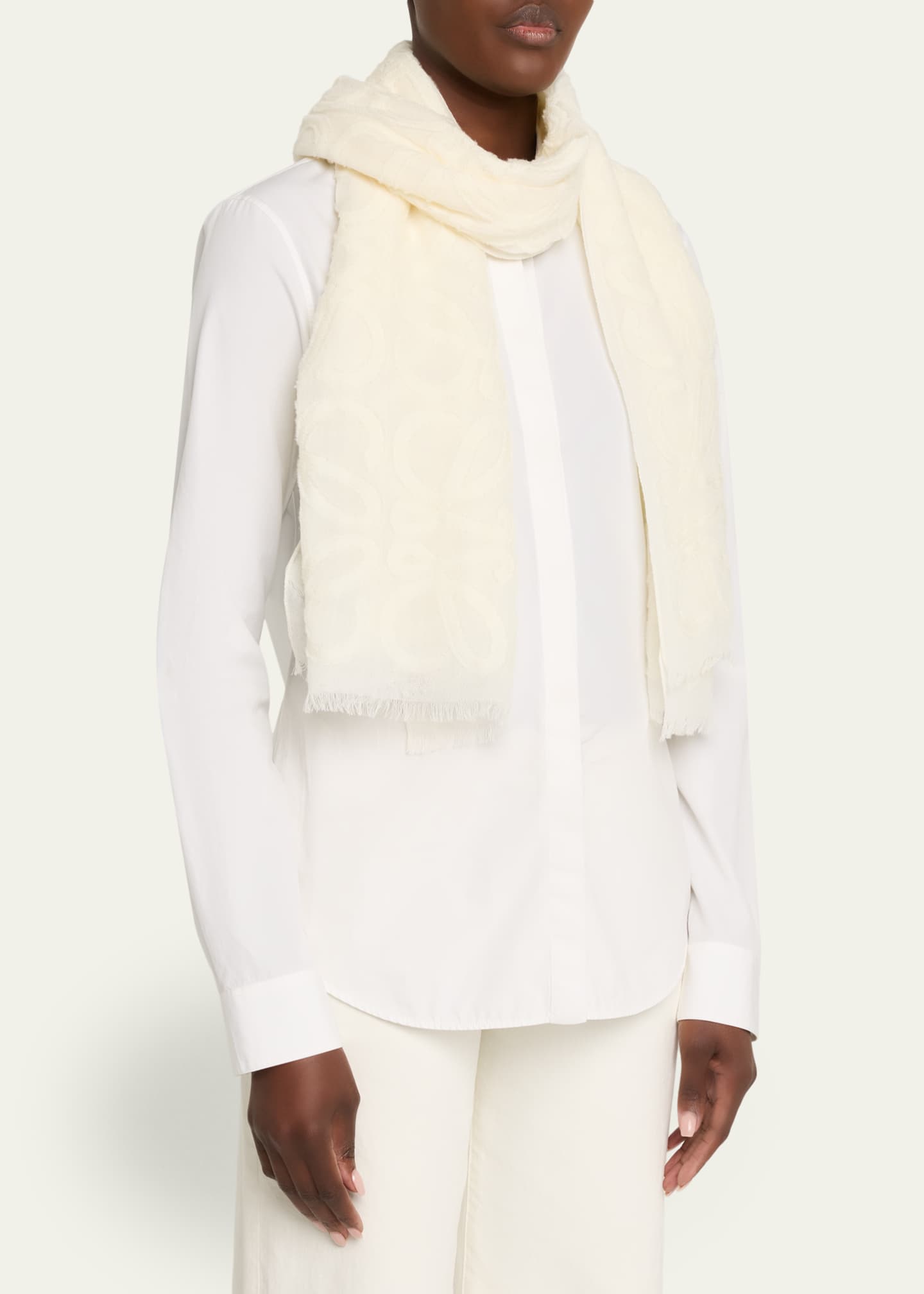 Loewe Anagram Fil Coupe Wool Silk Scarf - Bergdorf Goodman