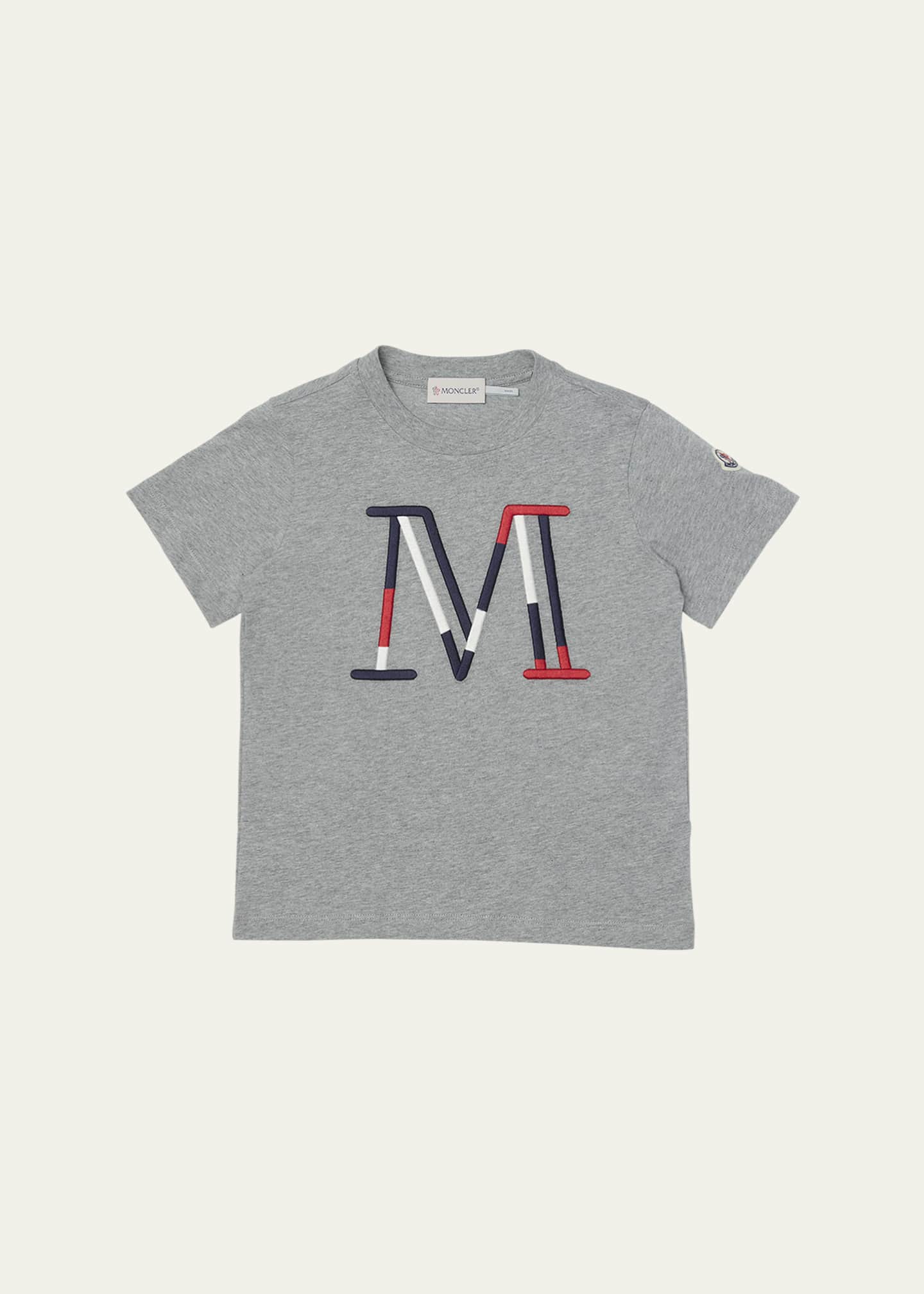 Moncler Boy's Tricolor Logo Embroidery Short-Sleeve T-Shirt, Size 4-6 ...