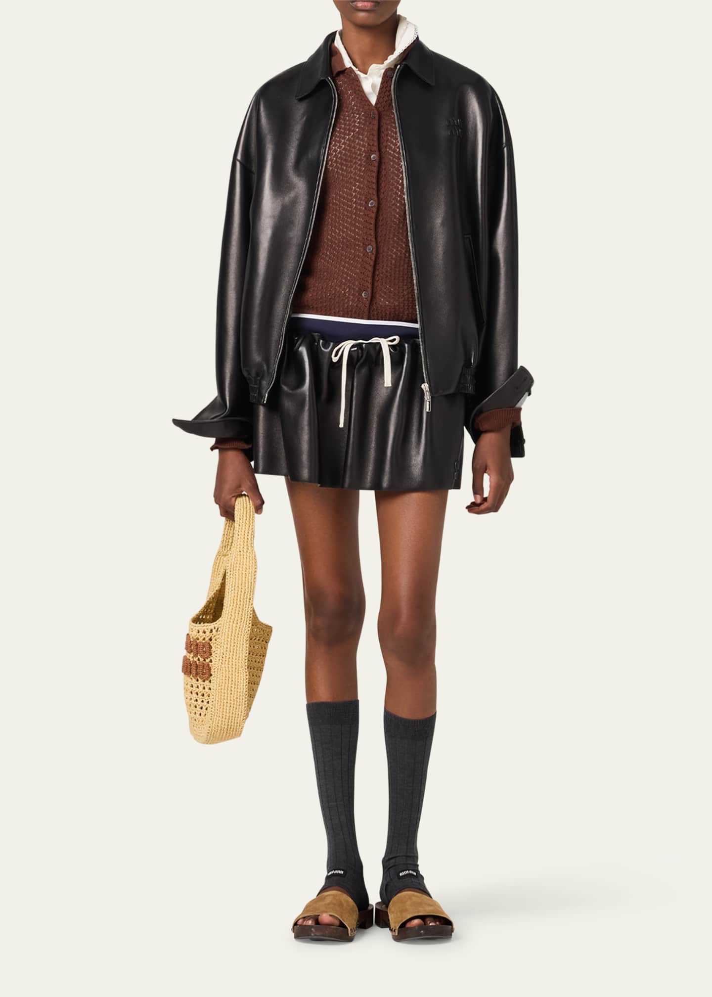 Miu Miu Plonge Nappa Leather Bomber Jacket - Bergdorf Goodman