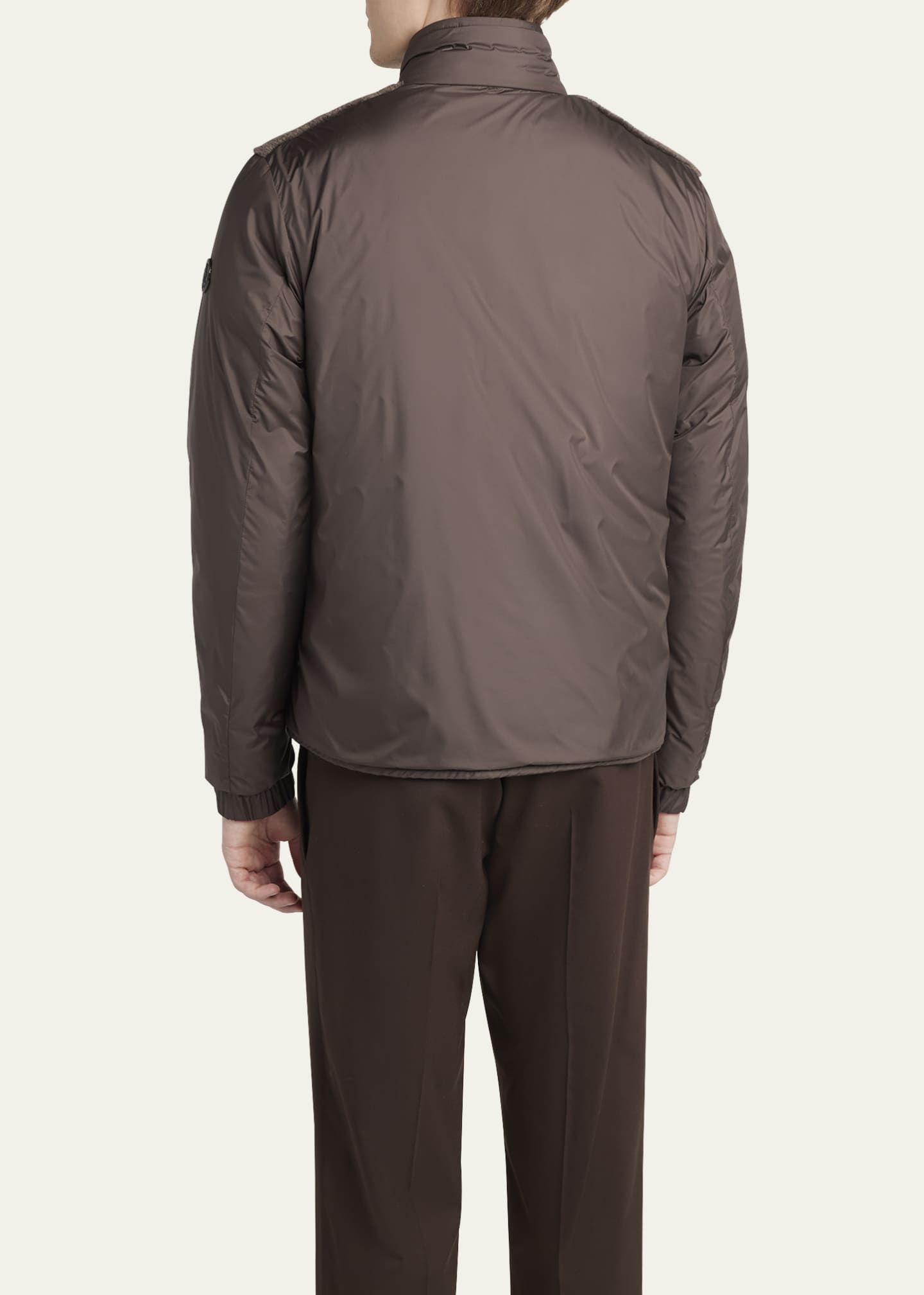 Moncler Men's Edit Dark Brown Teddy Fleece and Padded Reversible Livra ...