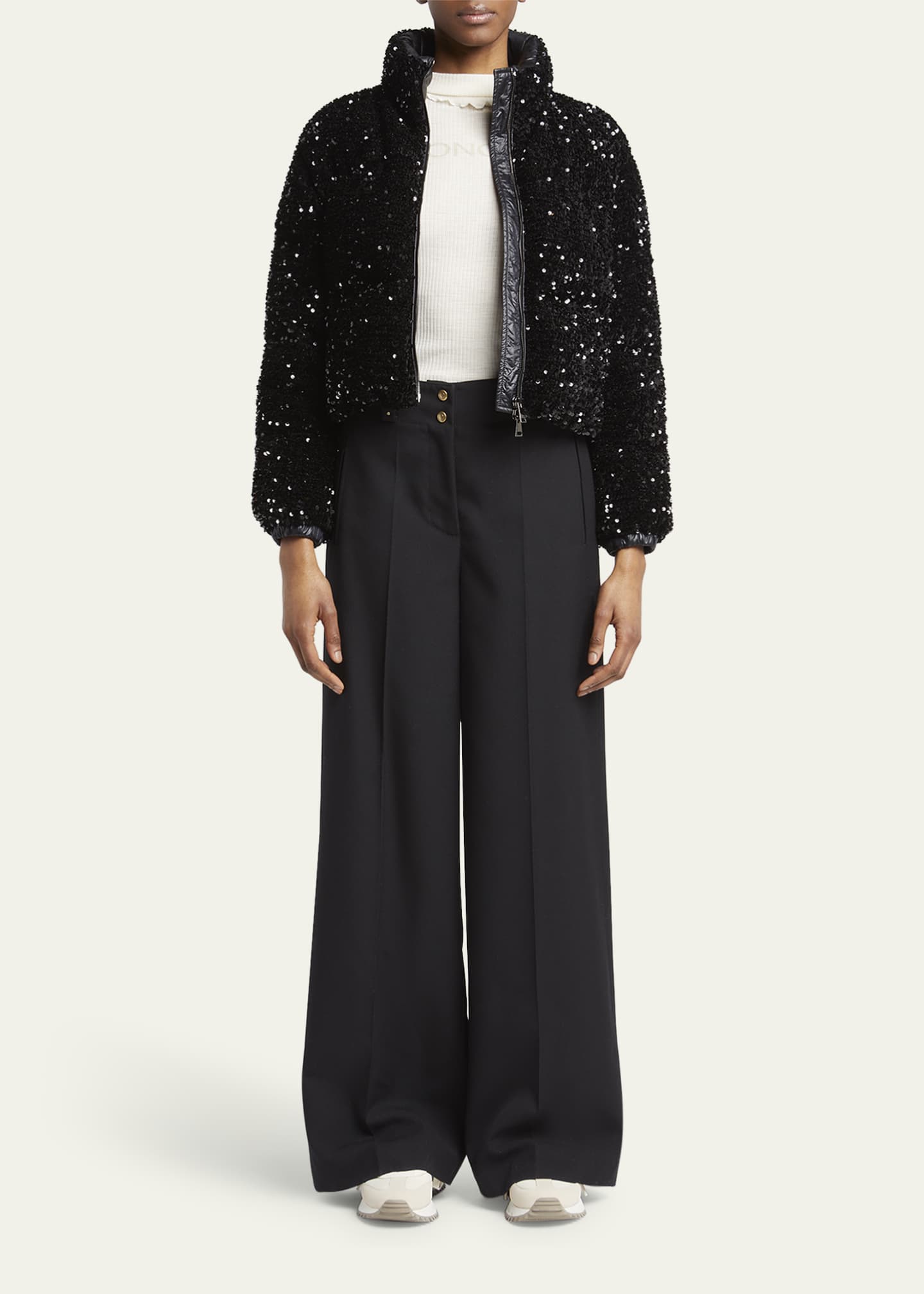 Moncler Louvi Sequined Short Down Jacket - Bergdorf Goodman