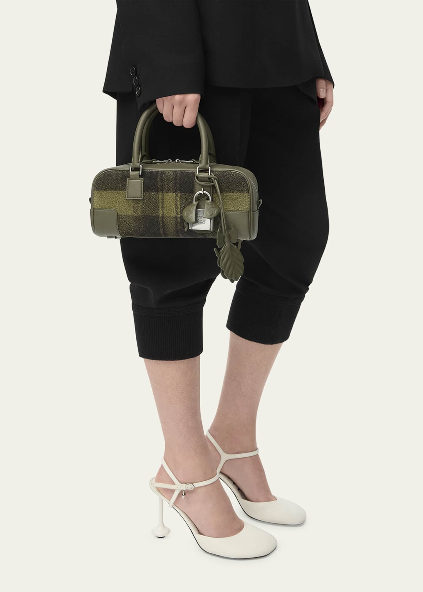 Loewe Amazona 23 Top-Handle Bag in Tartan Suede - Bergdorf Goodman