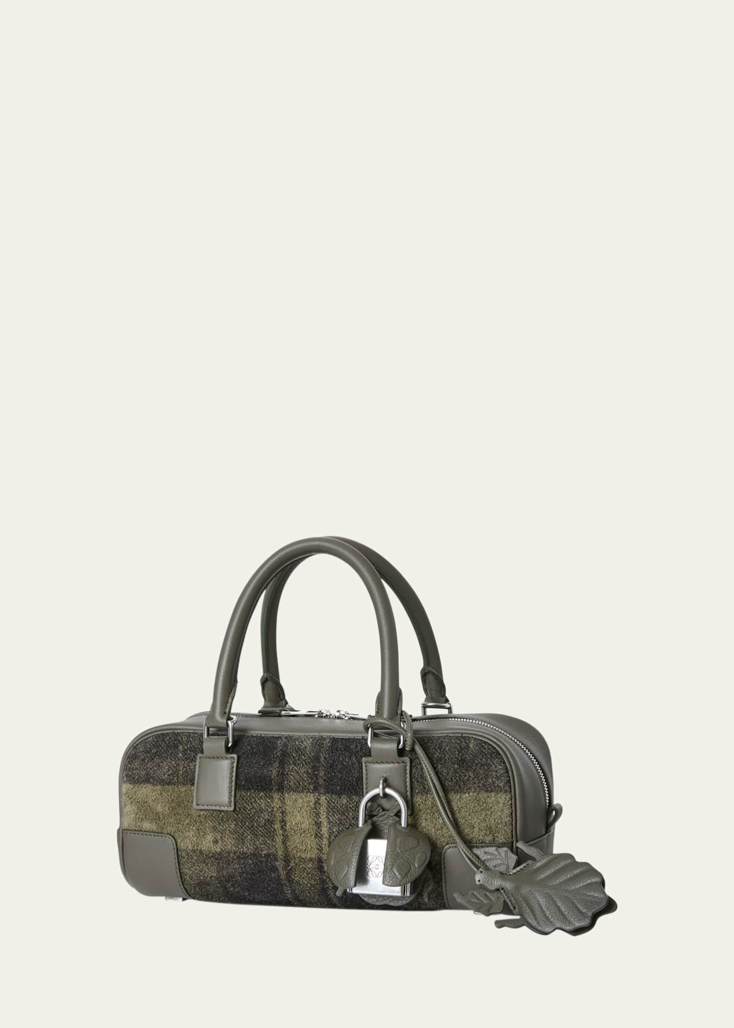 Loewe Amazona 23 Top-Handle Bag in Tartan Suede - Bergdorf Goodman