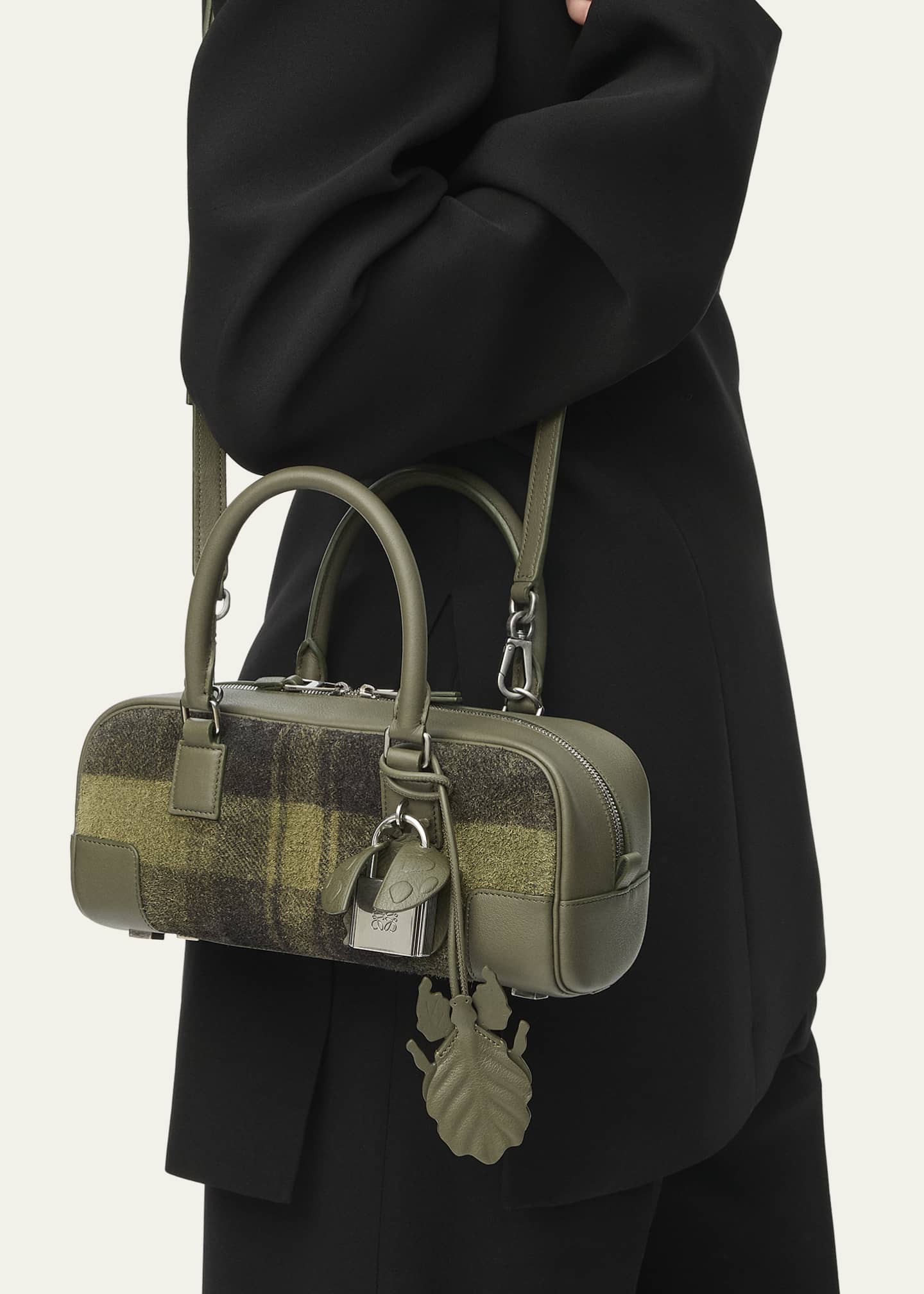Loewe Amazona 23 Top-Handle Bag in Tartan Suede - Bergdorf Goodman