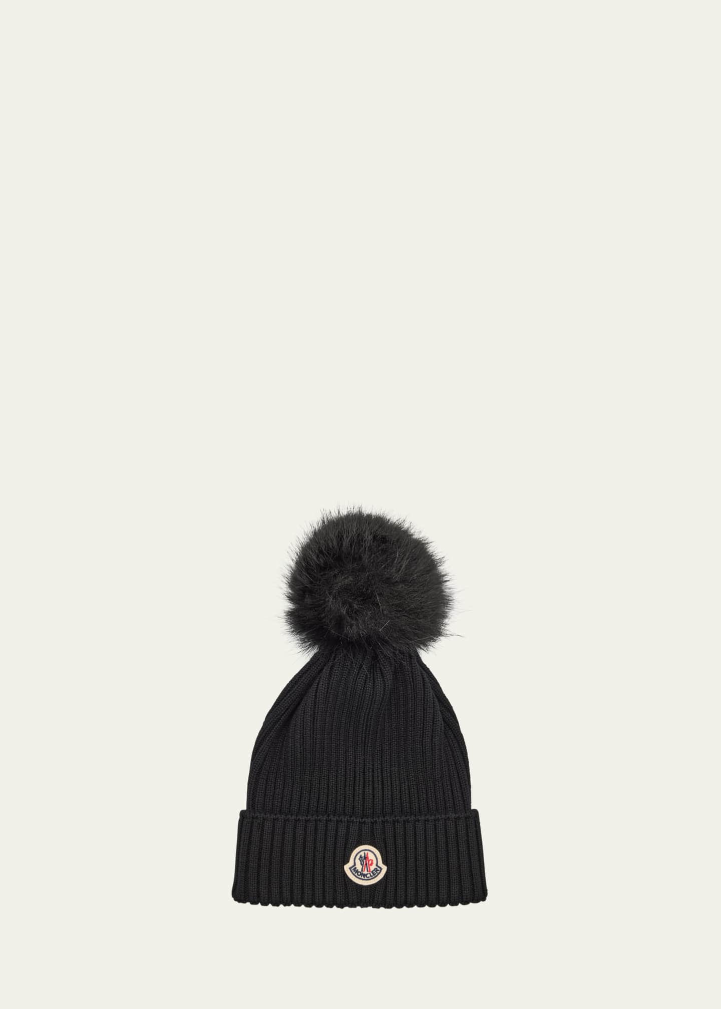 Moncler Girl's Ribbed Logo-Patch Wool Beanie - Bergdorf Goodman