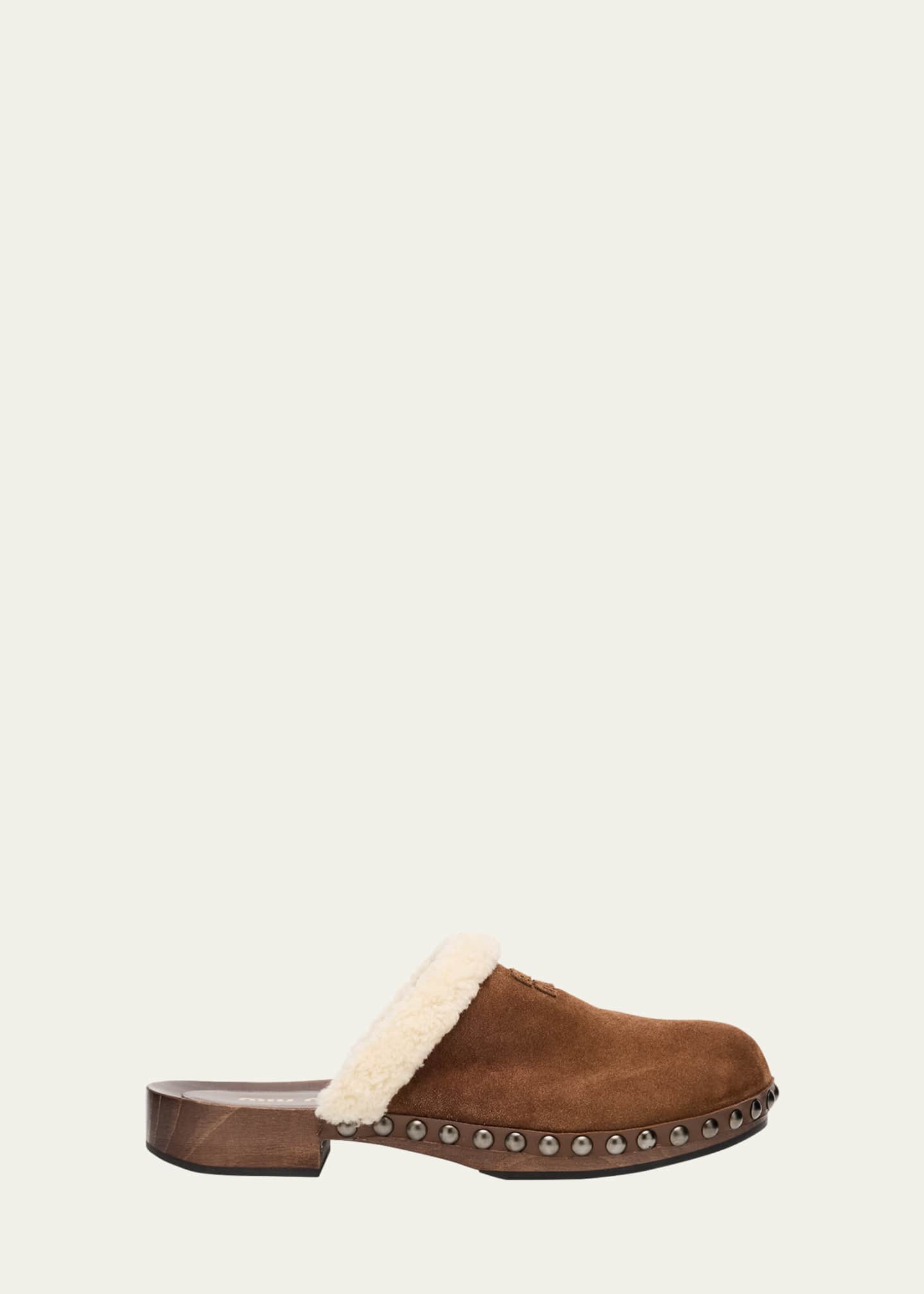 Miu Miu Suede Shearling-Lined Clogs - Bergdorf Goodman