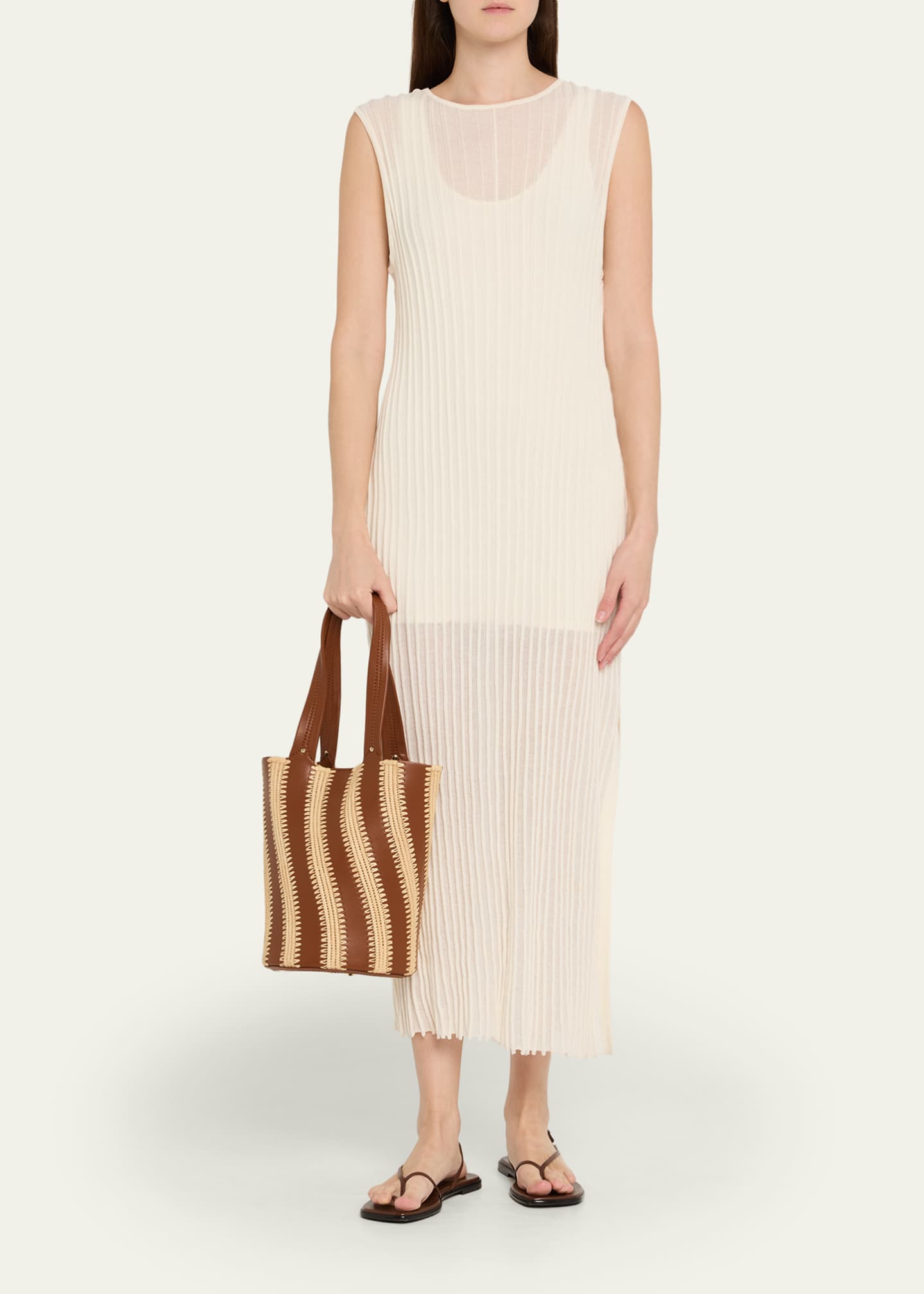 SIMKHAI Talia Raffia-Embroidered Leather Tote Bag - Bergdorf Goodman