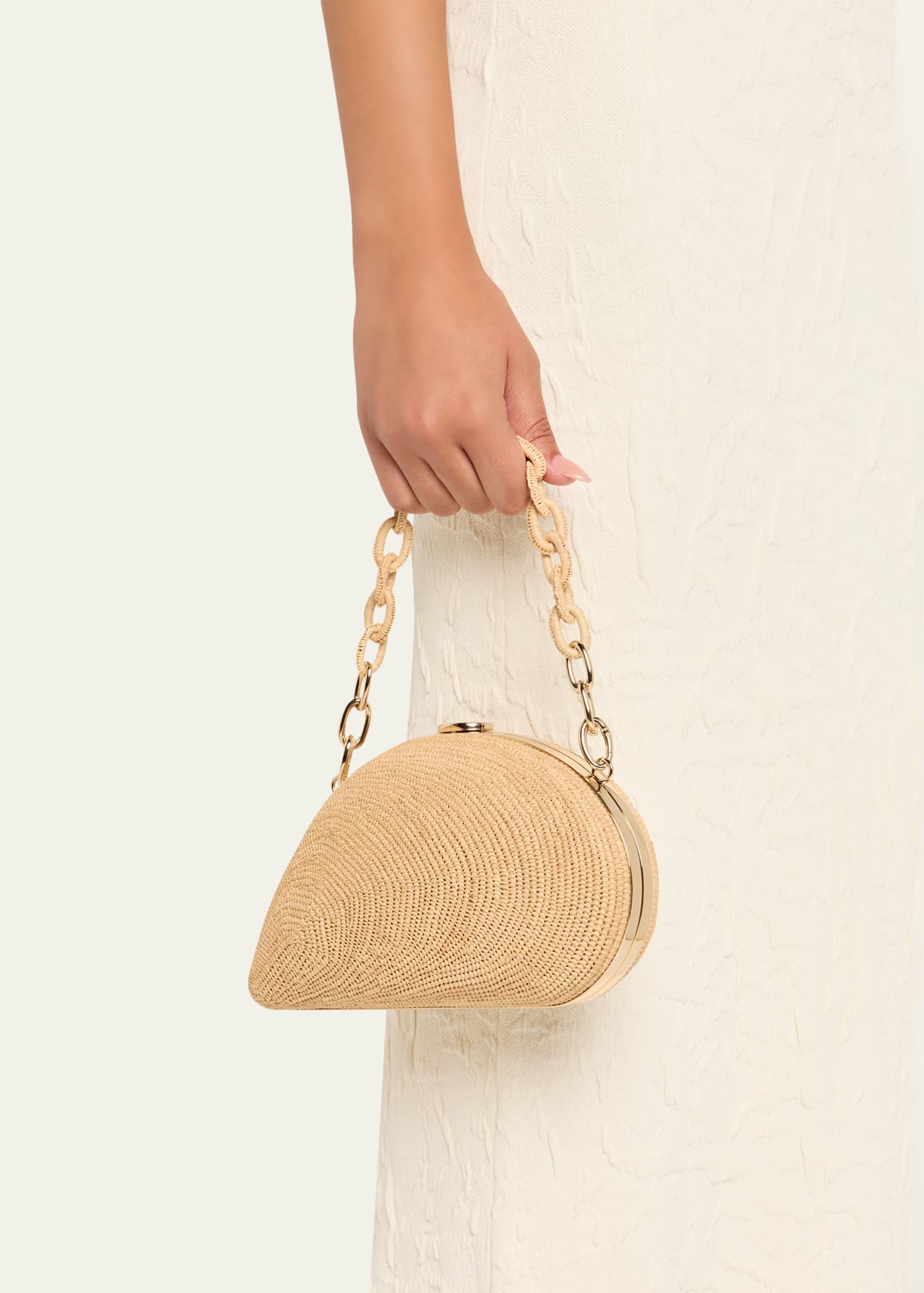 SIMKHAI Bridget Raffia Oyster Shell Clutch Bag - Bergdorf Goodman