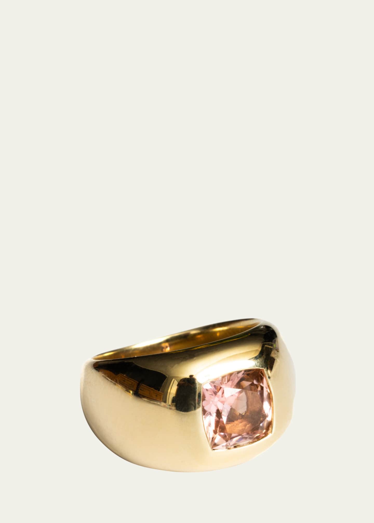 Sheryl Lowe 14K Yellow Gold Pink Tourmaline Flush Set Bombe Ring ...