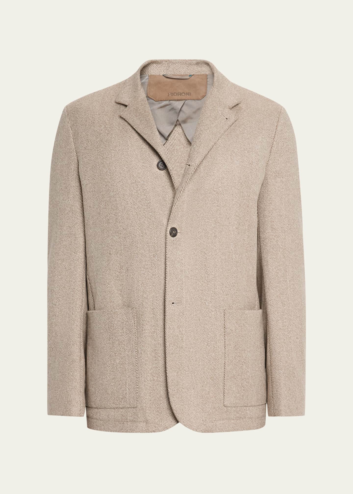 Fioroni Men's Cashmere Herringbone Voyager Jacket - Bergdorf Goodman