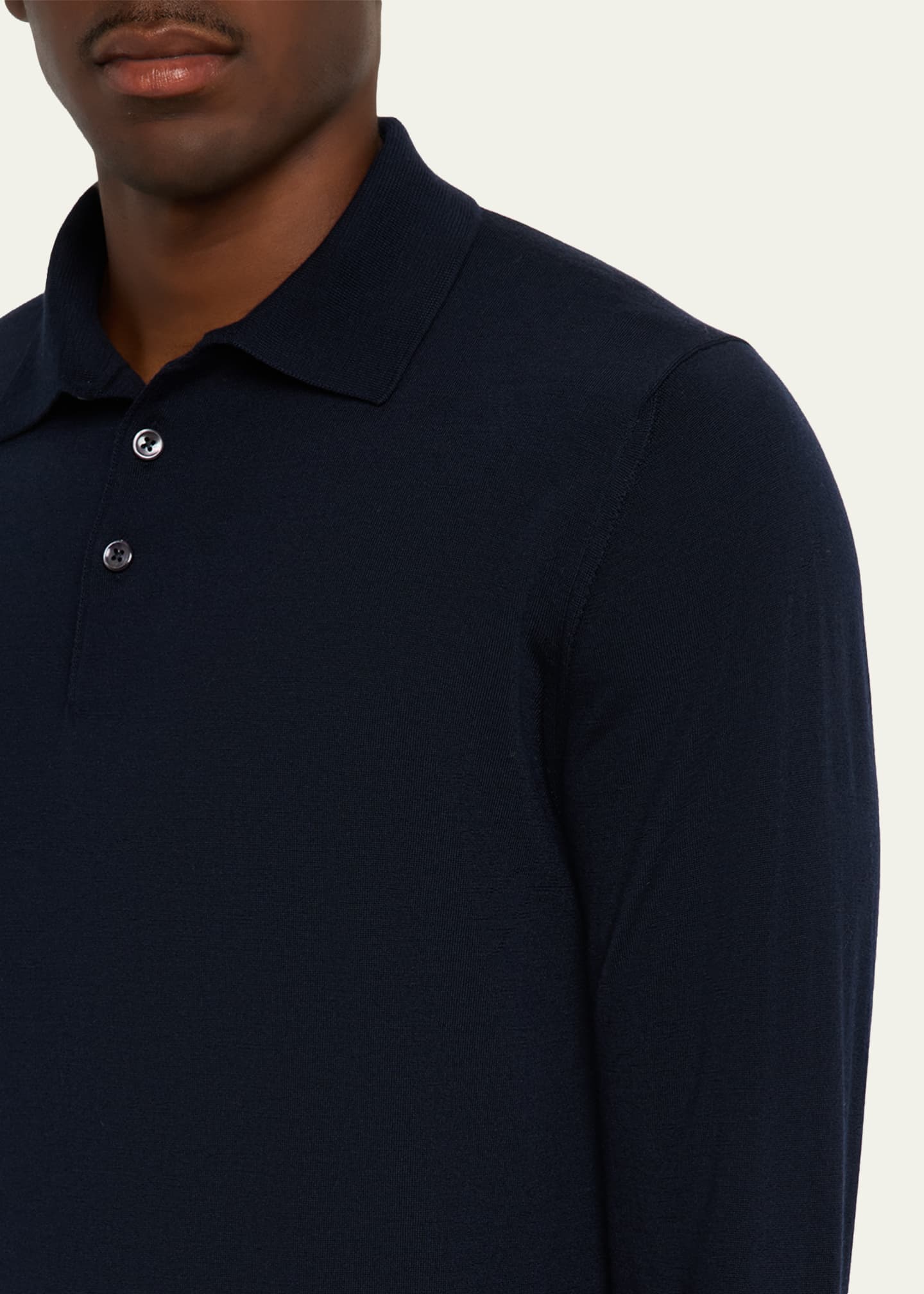 Fioroni Men's Fine Merino Wool Long-Sleeve Polo Shirt - Bergdorf Goodman