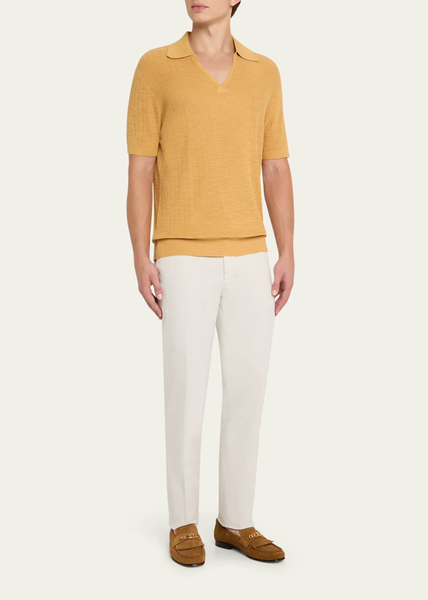 Frescobol Carioca Men's Joaquim Ribbed Johnny Collar Polo Shirt ...