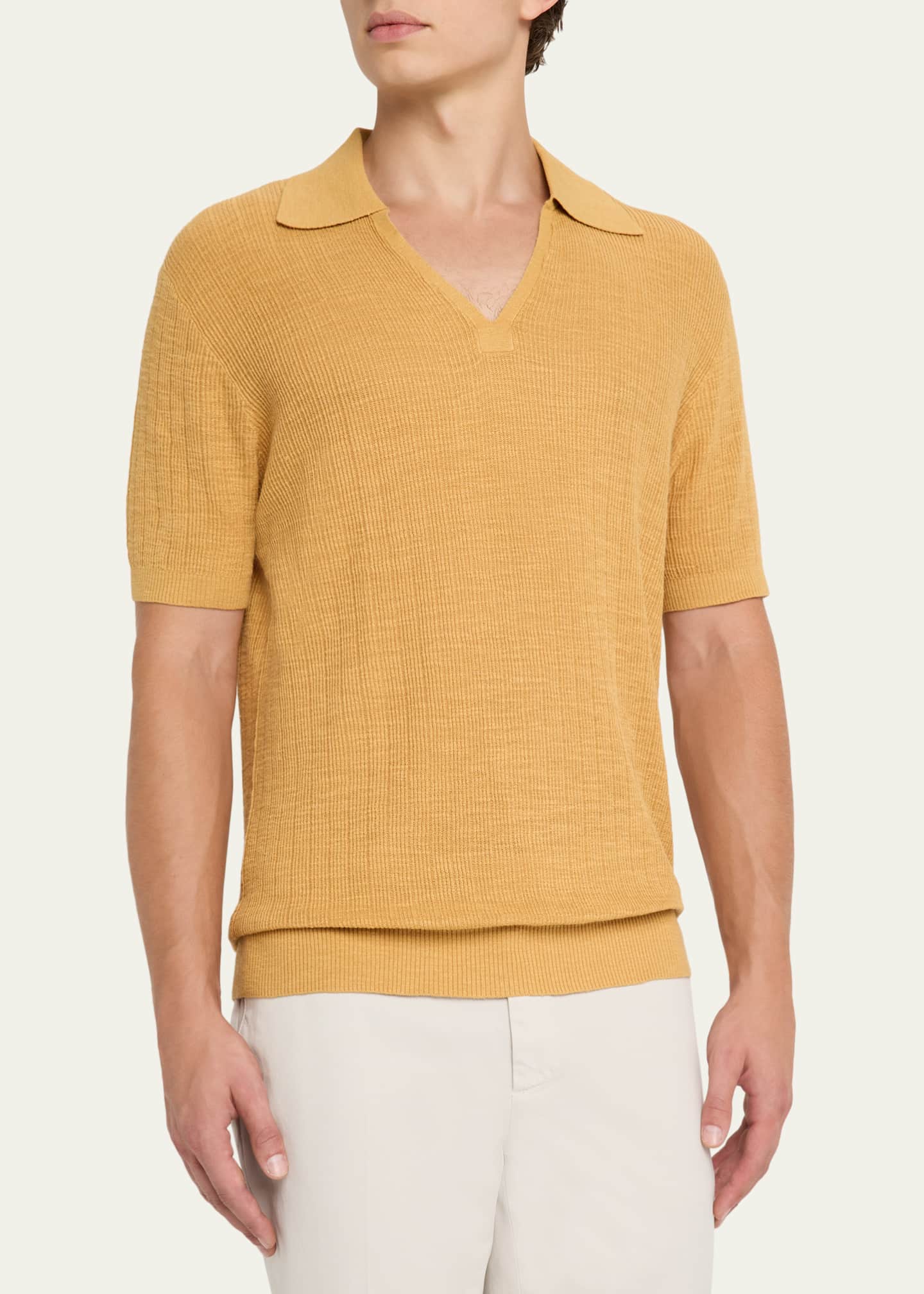 Frescobol Carioca Men's Joaquim Ribbed Johnny Collar Polo Shirt ...