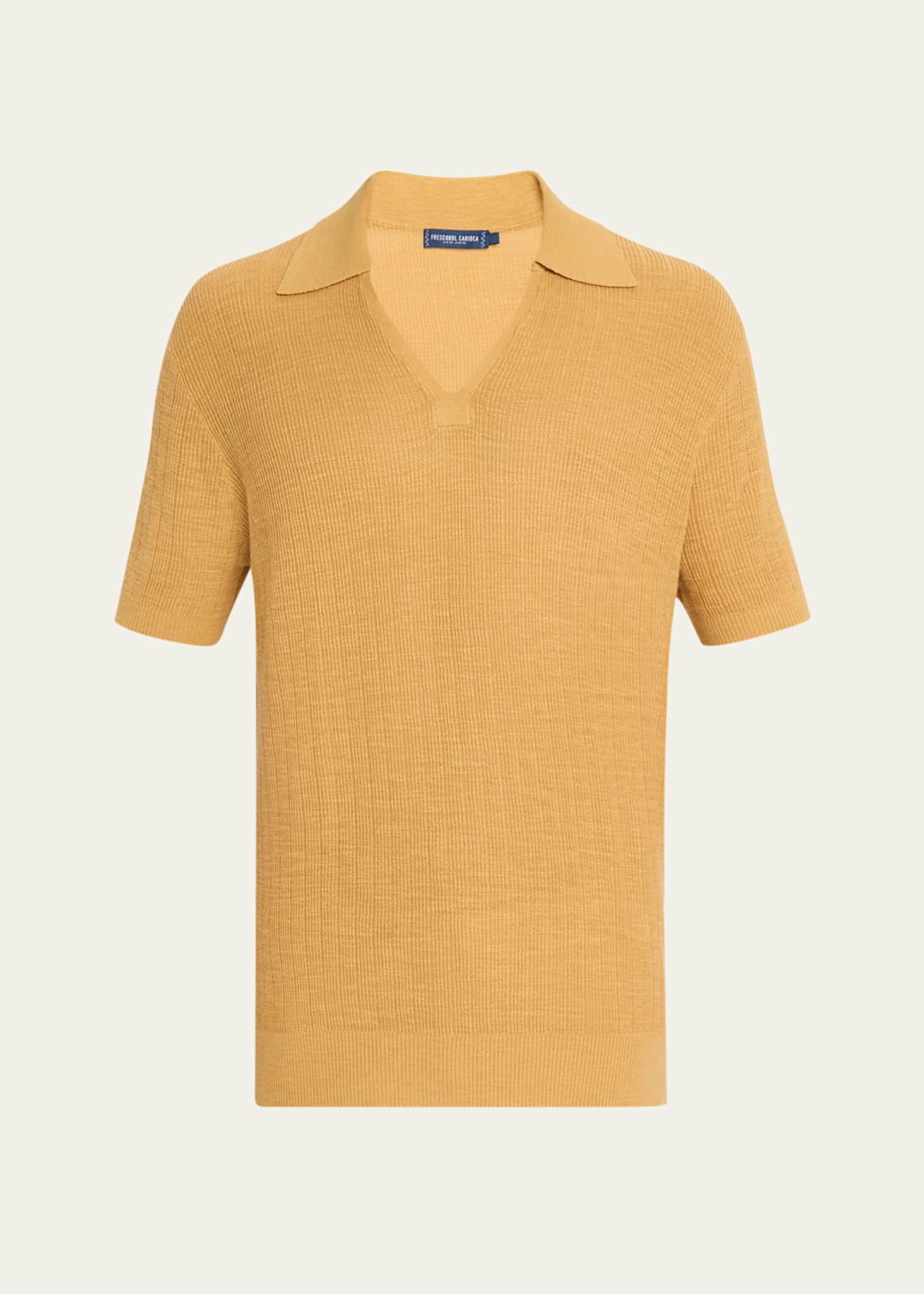 Frescobol Carioca Men's Joaquim Ribbed Johnny Collar Polo Shirt ...