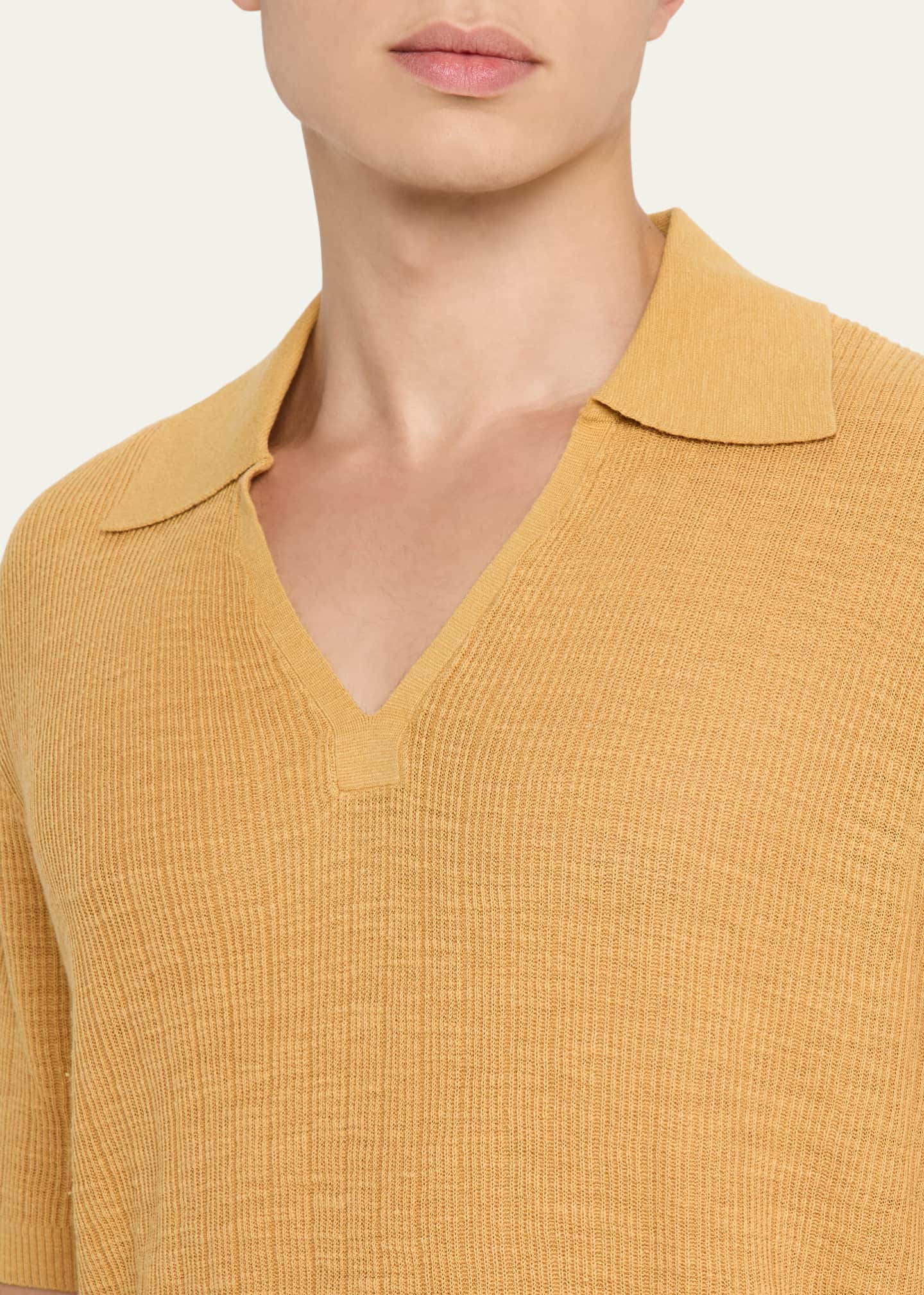 Frescobol Carioca Men's Joaquim Ribbed Johnny Collar Polo Shirt ...