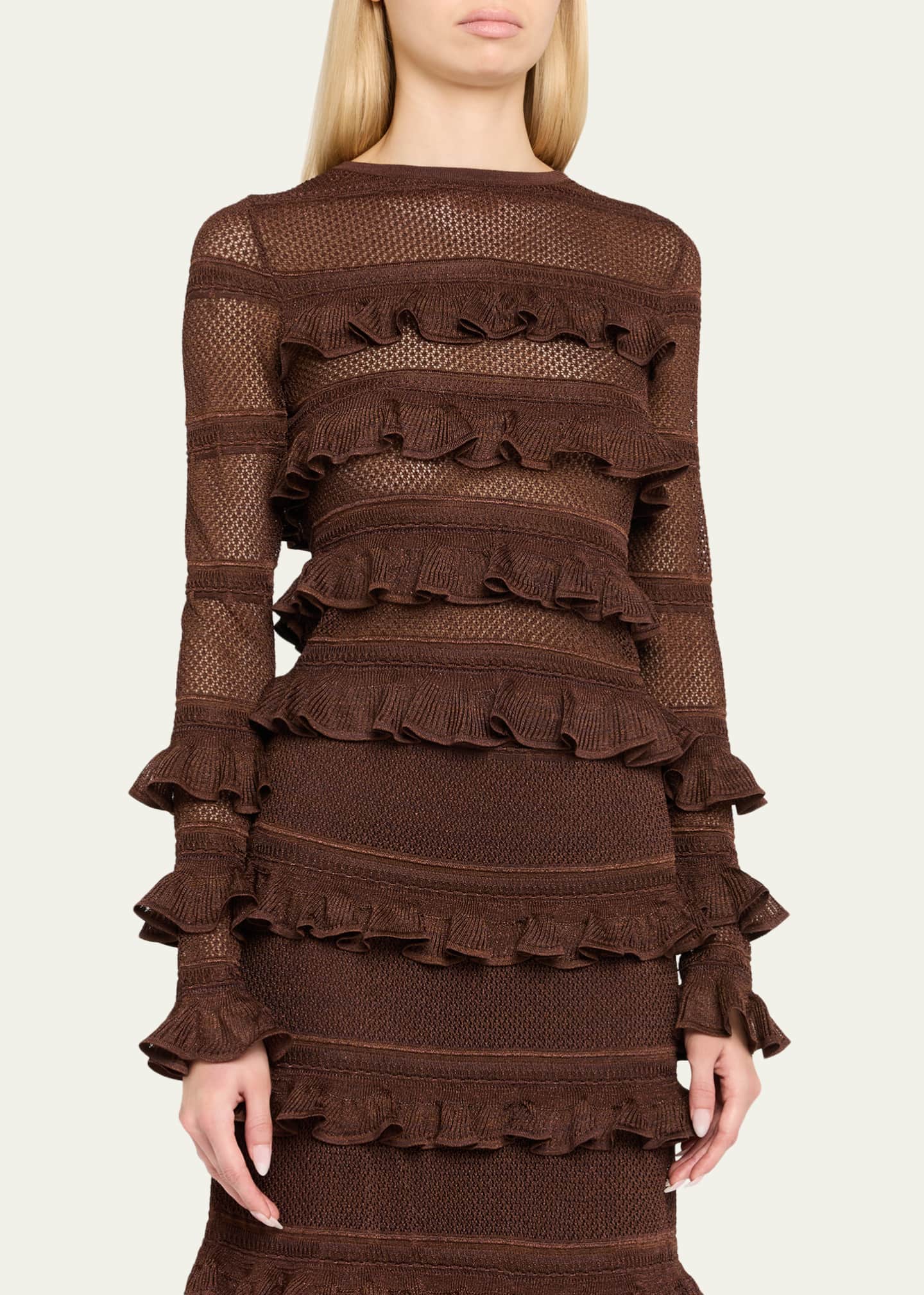 Zimmermann Long-Sleeve Lace Frill Top - Bergdorf Goodman