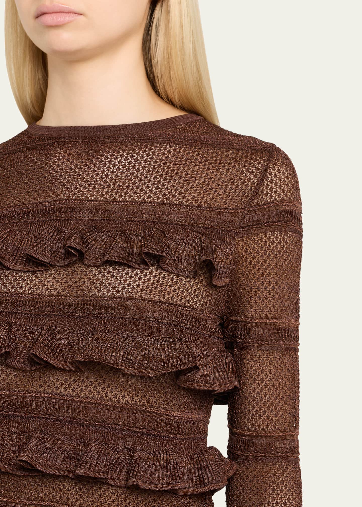 Zimmermann Long-Sleeve Lace Frill Top - Bergdorf Goodman