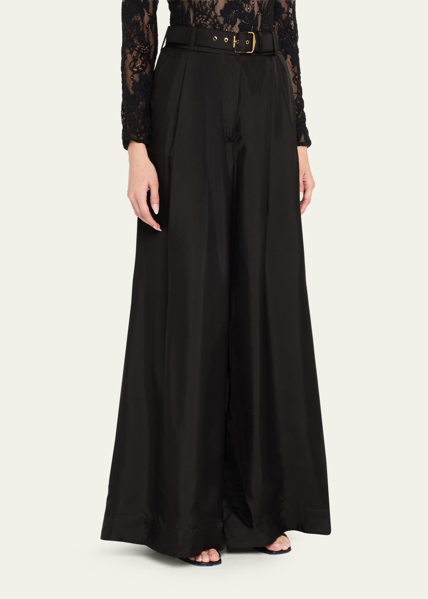 Zimmermann Belted Wide-Leg Silk Pants - Bergdorf Goodman