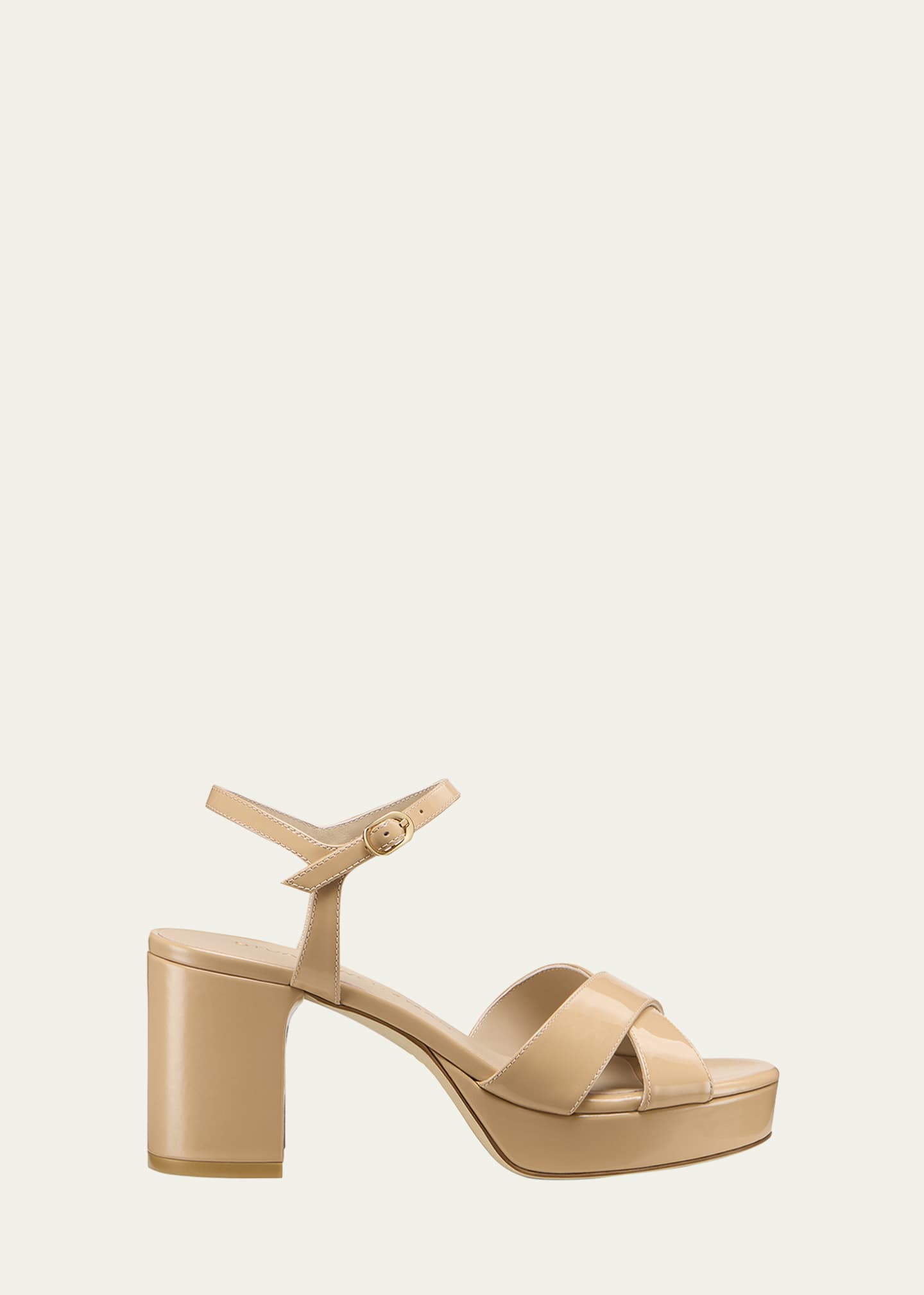 Stuart Weitzman Dayna Patent Crisscross Platform Sandals - Bergdorf Goodman