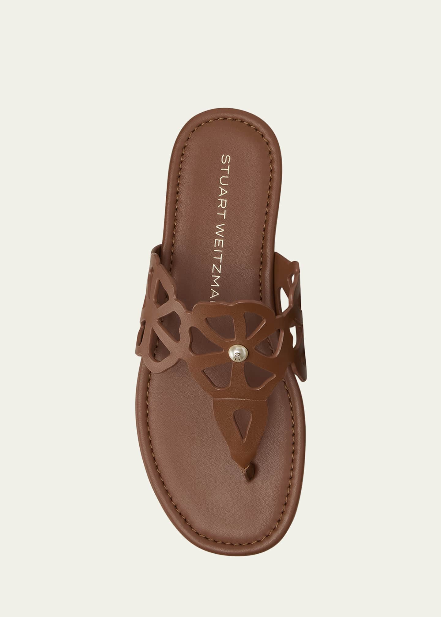 Stuart Weitzman Jasmine Leather Cutout Thong Sandals - Bergdorf Goodman