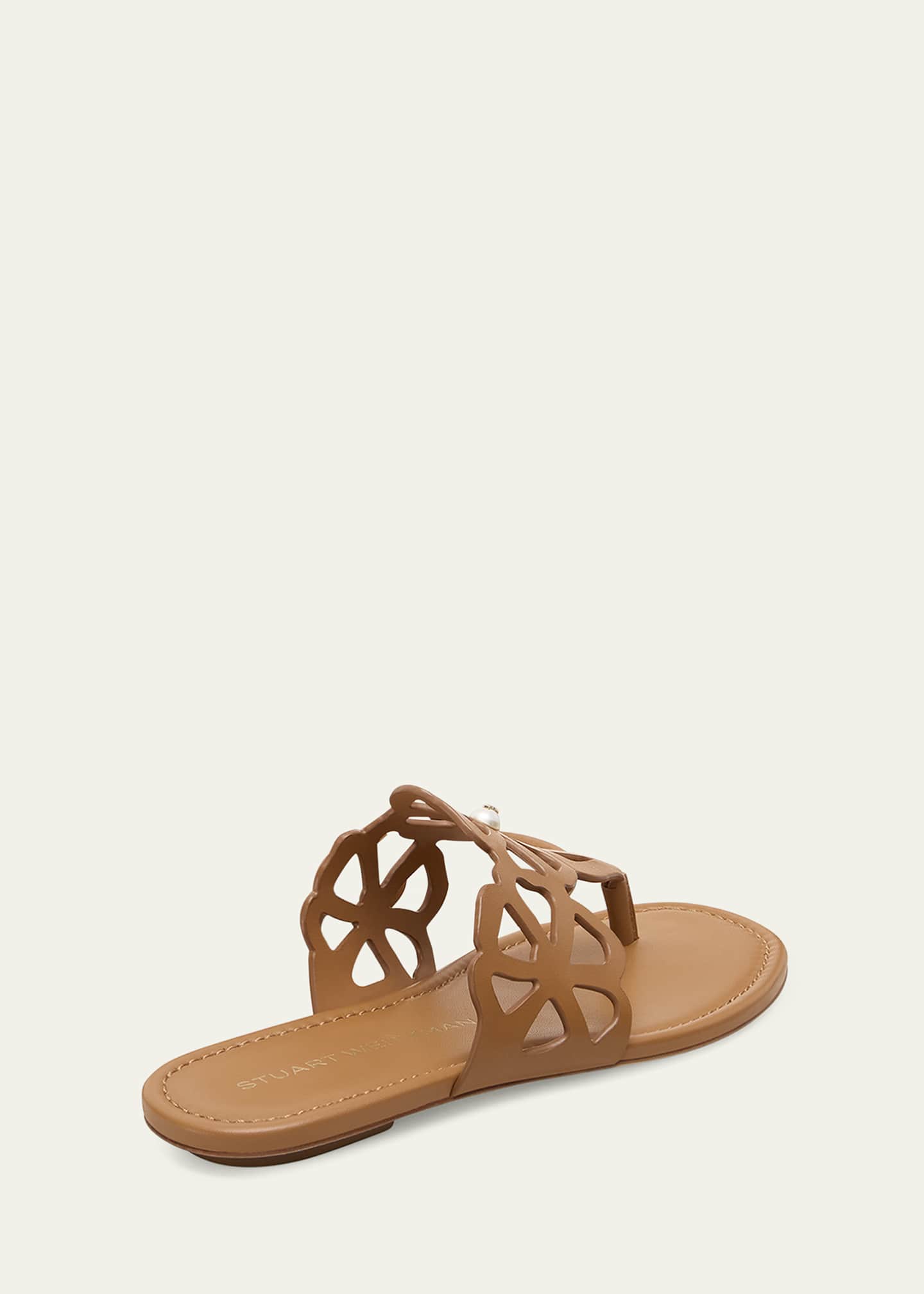 Stuart Weitzman Jasmine Leather Cutout Thong Sandals - Bergdorf Goodman
