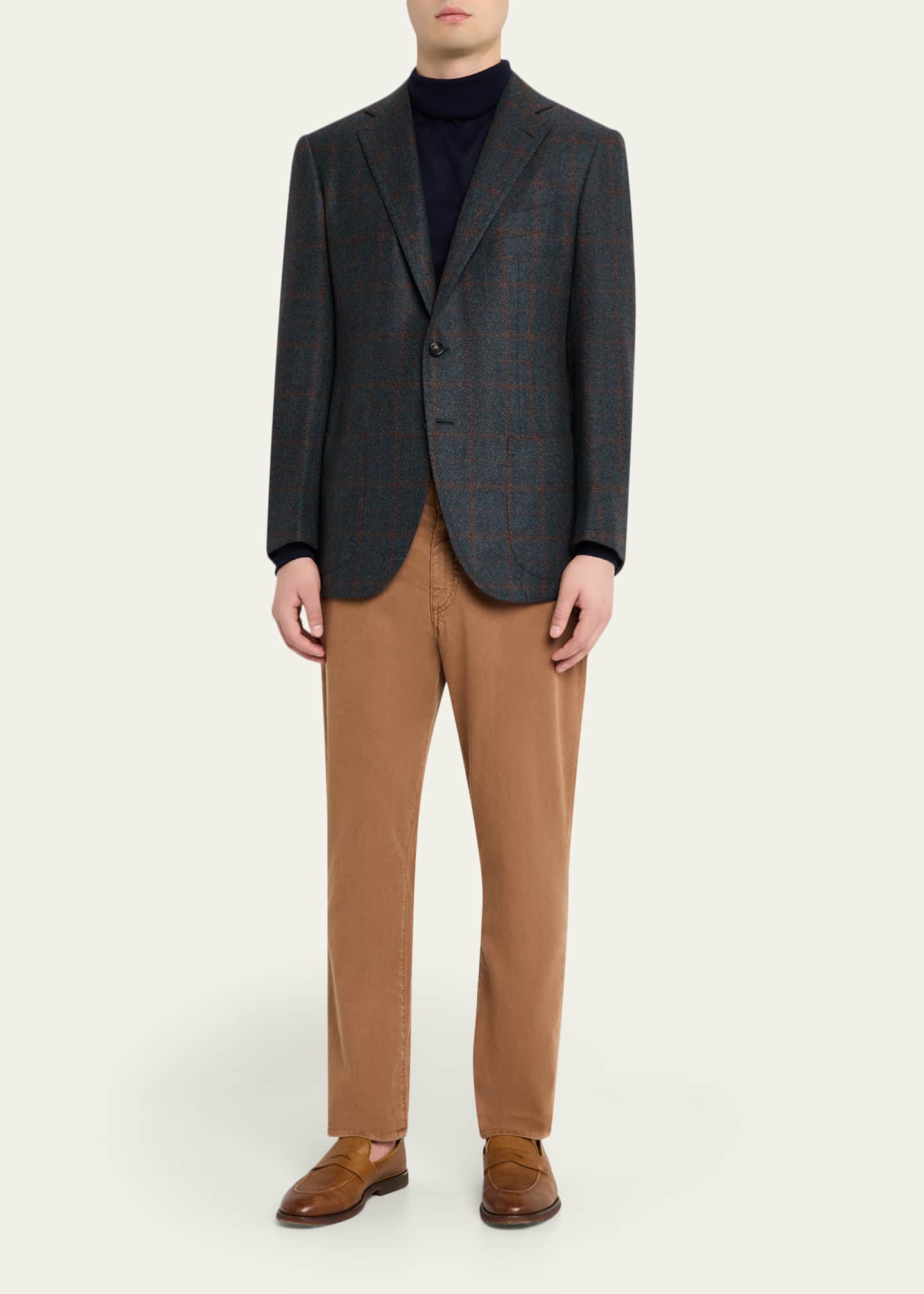 Cesare Attolini Men's Plaid Cashmere Two-Button Jacket - Bergdorf Goodman