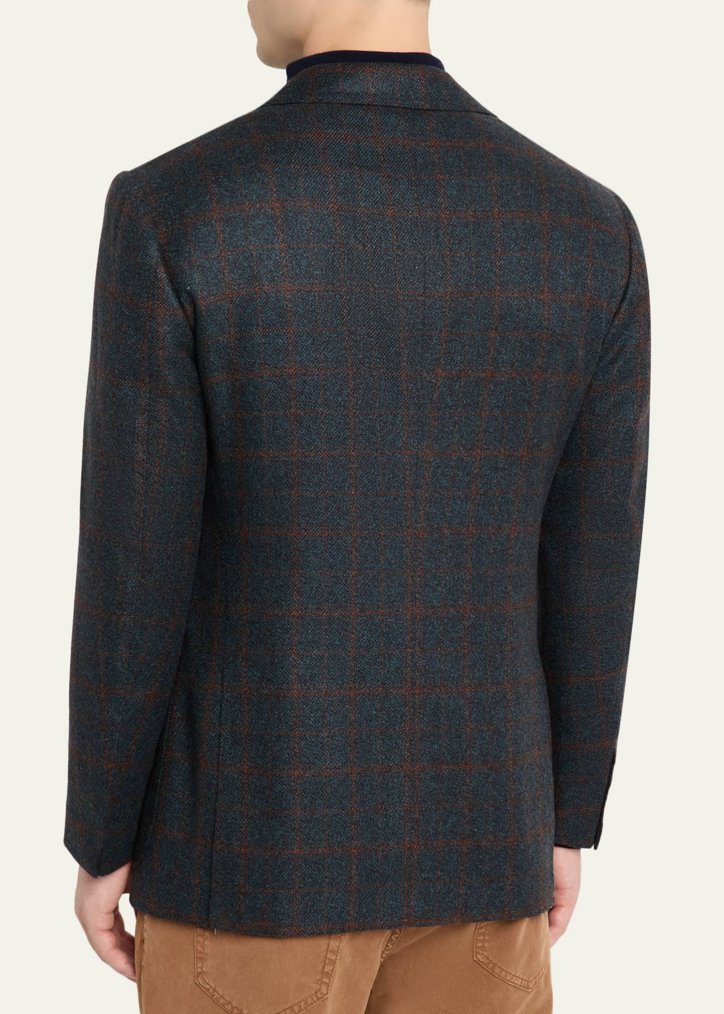 Cesare Attolini Men's Plaid Cashmere Two-Button Jacket - Bergdorf Goodman