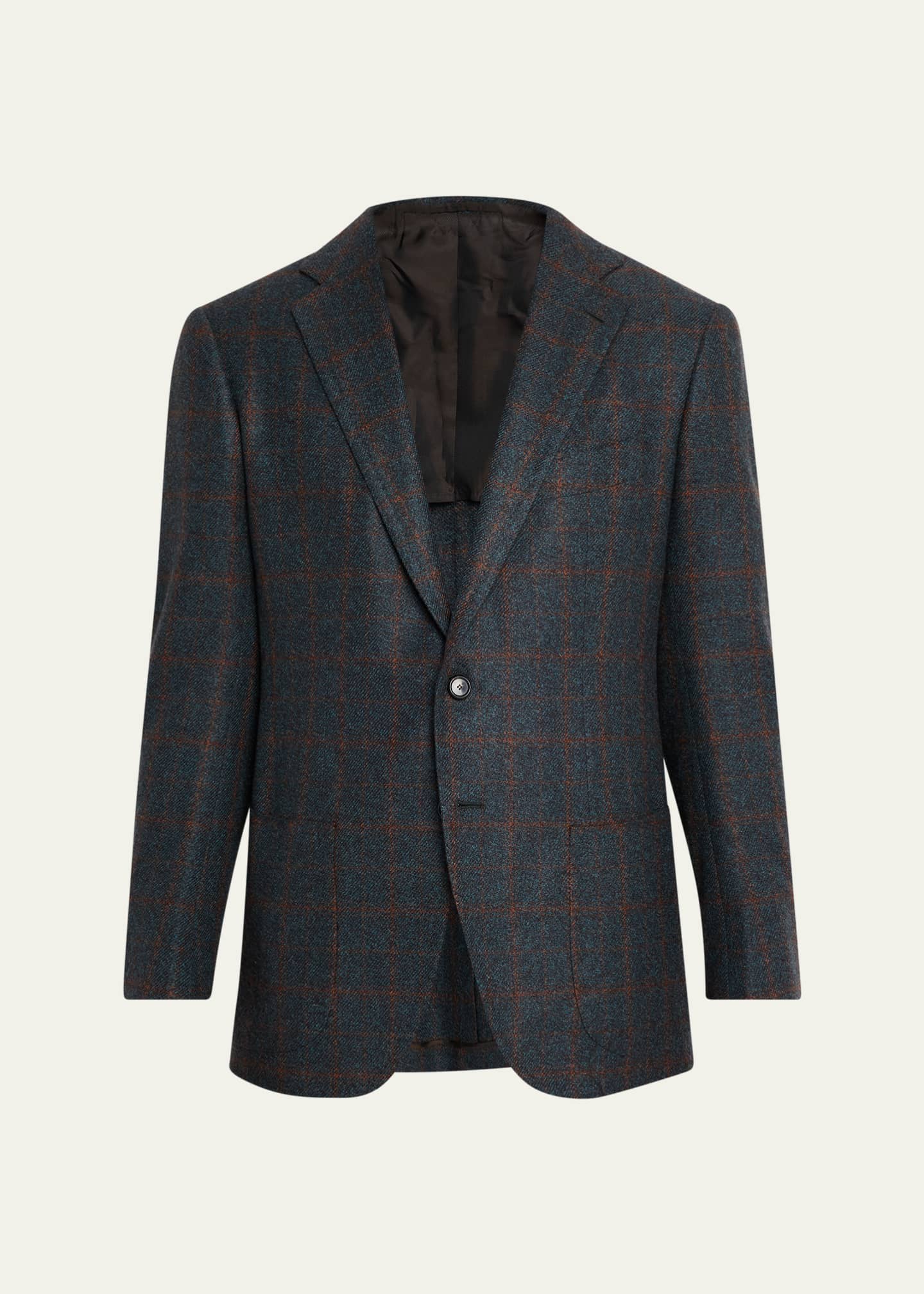 Cesare Attolini Men's Plaid Cashmere Two-Button Jacket - Bergdorf Goodman