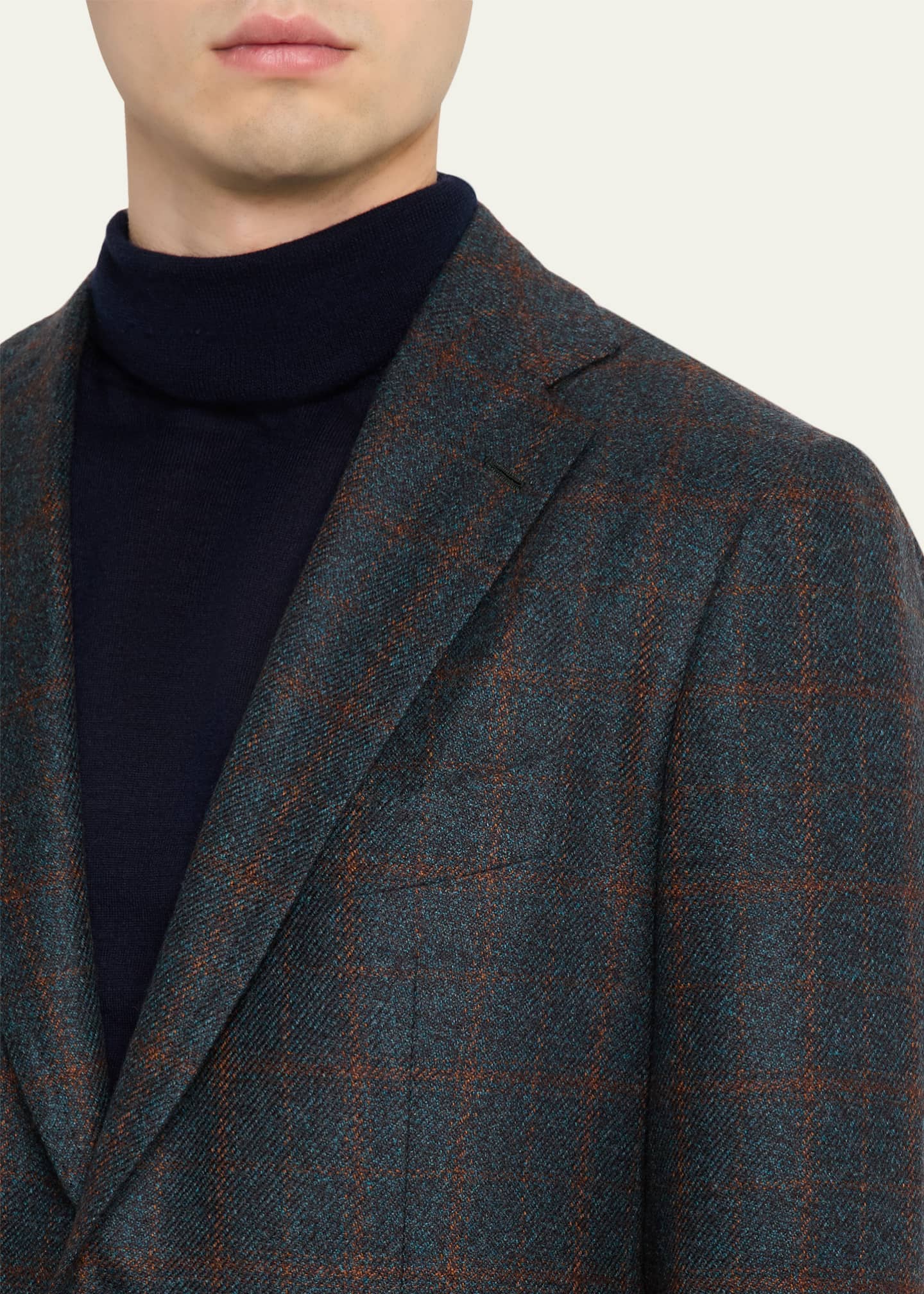 Cesare Attolini Men's Plaid Cashmere Two-Button Jacket - Bergdorf Goodman