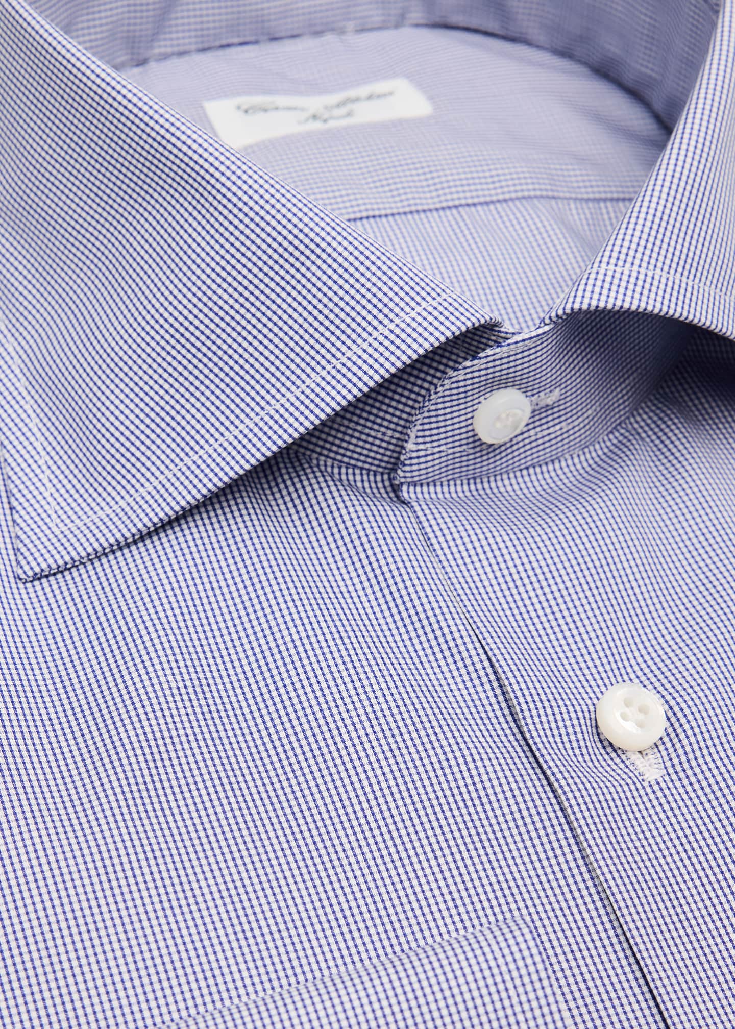 Cesare Attolini Men's Cotton Mini Check Dress Shirt - Bergdorf Goodman