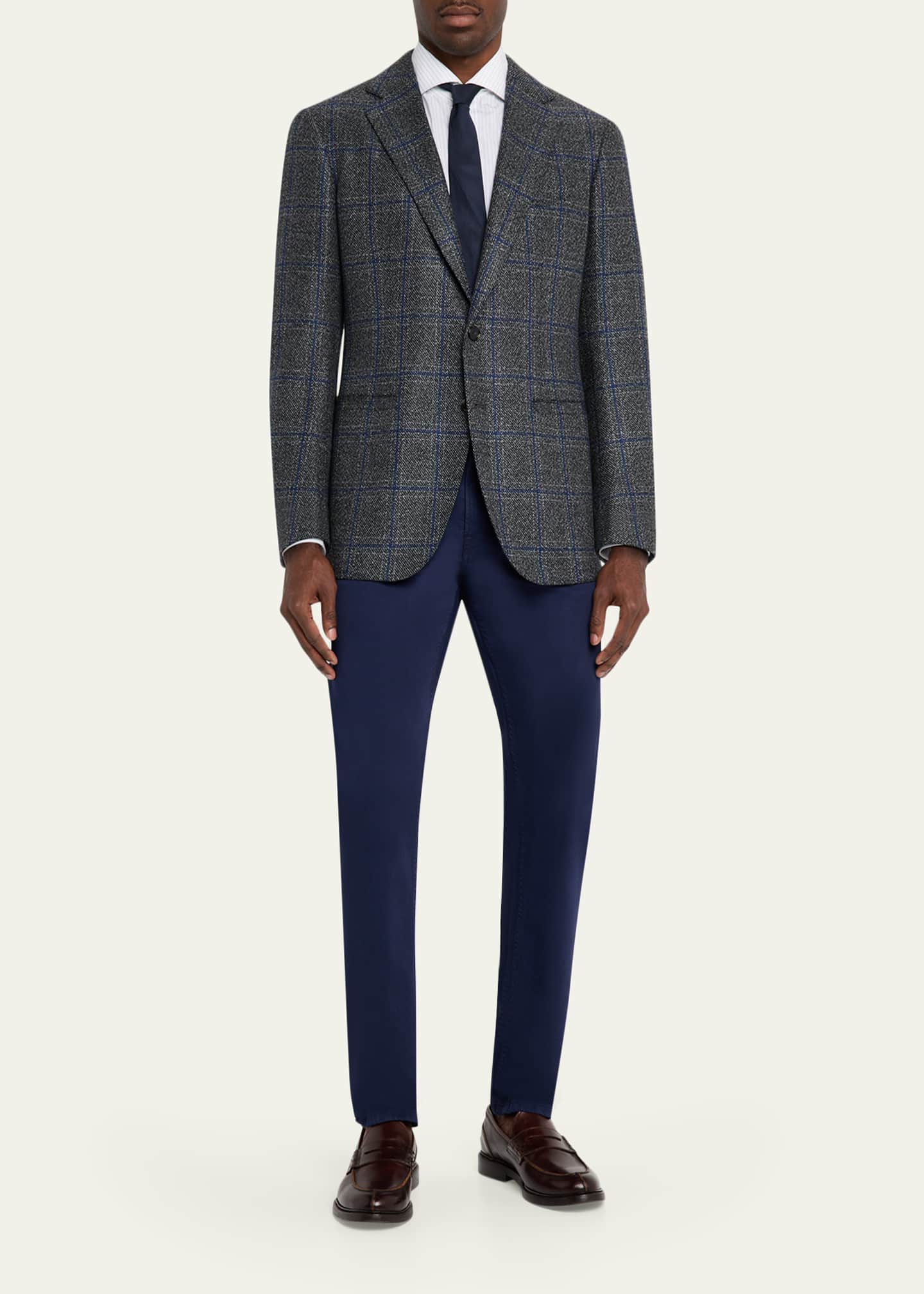 Cesare Attolini Men's Windowpane Wool Two-Button Jacket - Bergdorf Goodman