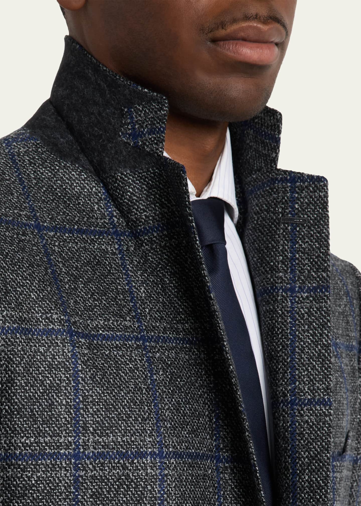 Cesare Attolini Men's Windowpane Wool Two-Button Jacket - Bergdorf Goodman