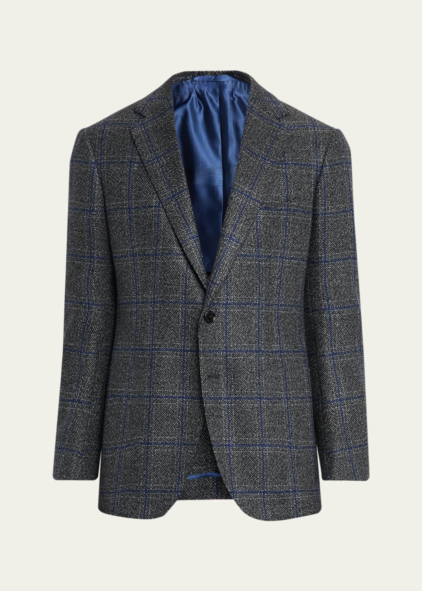 Cesare Attolini Men's Windowpane Wool Two-Button Jacket - Bergdorf Goodman
