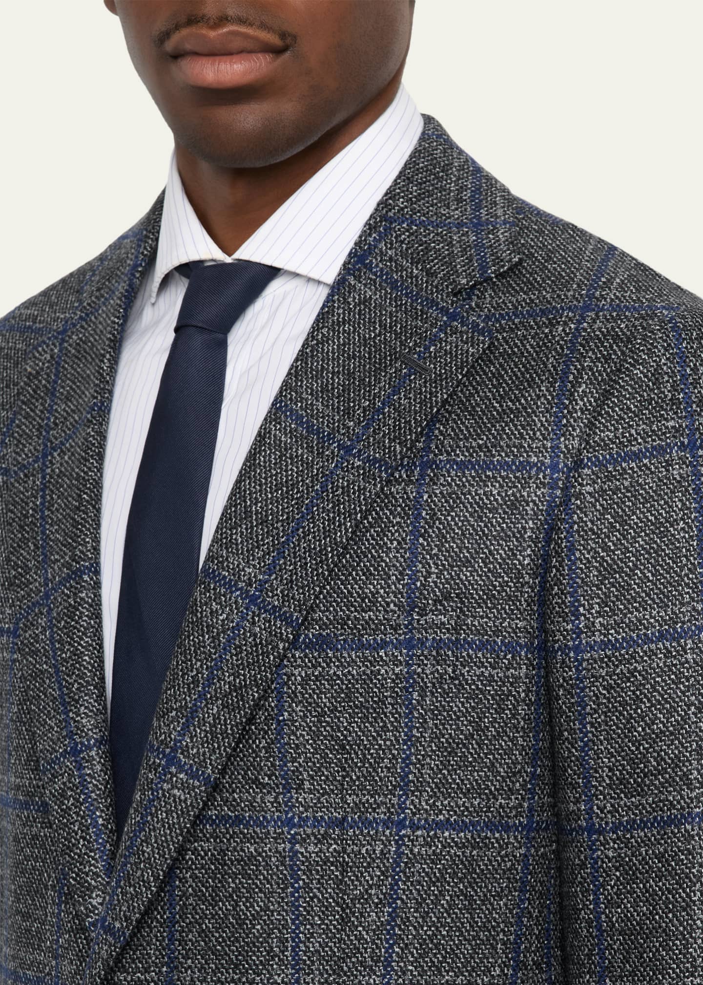 Cesare Attolini Men's Windowpane Wool Two-Button Jacket - Bergdorf Goodman