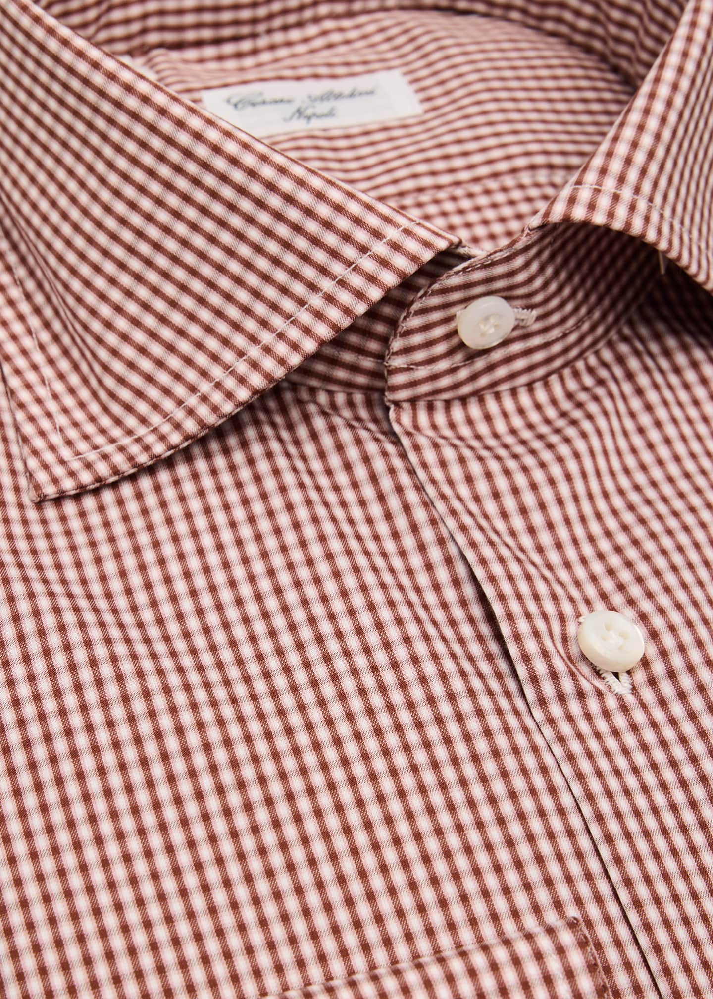 Cesare Attolini Men's Cotton Micro-Check Spread Collar Dress Shirt ...
