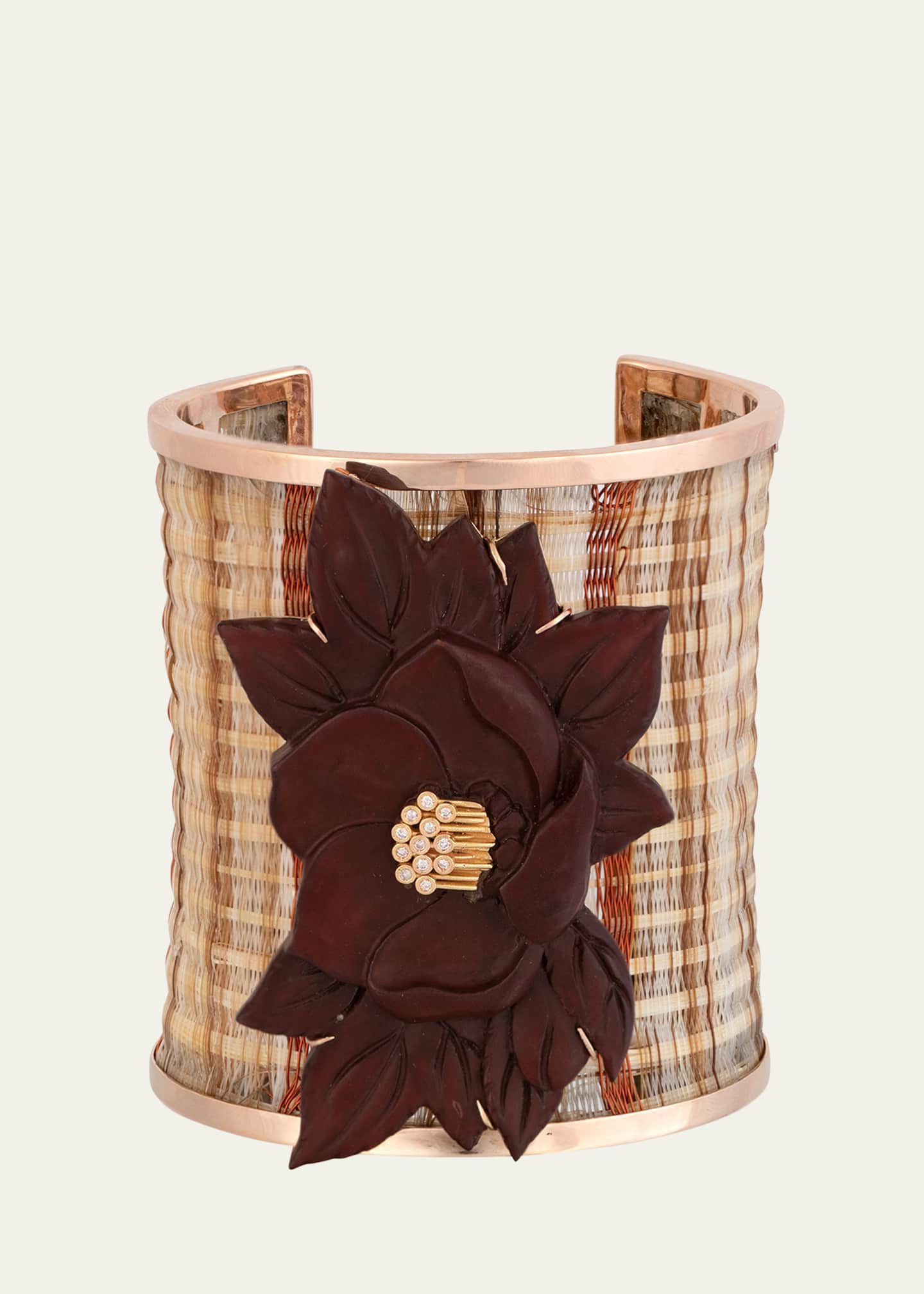 Silvia Furmanovich 18K Yellow Gold Horse Mane Cuff with Red Kamakura ...