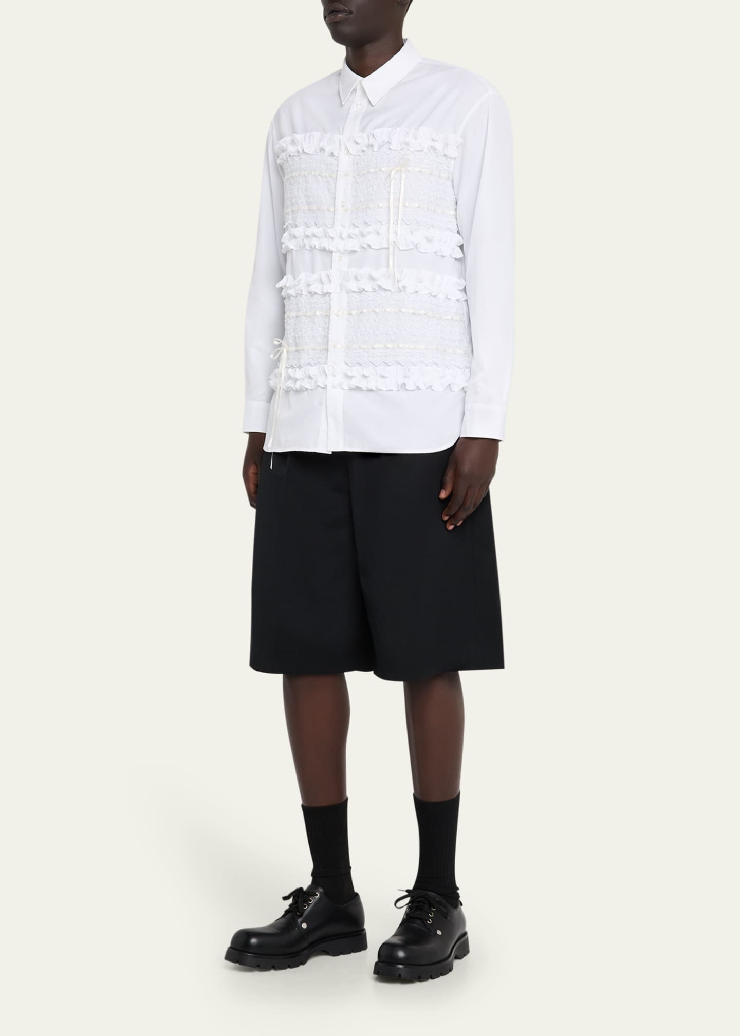 Simone Rocha Men's Wide-Leg Multi-Belt Loop Shorts - Bergdorf Goodman