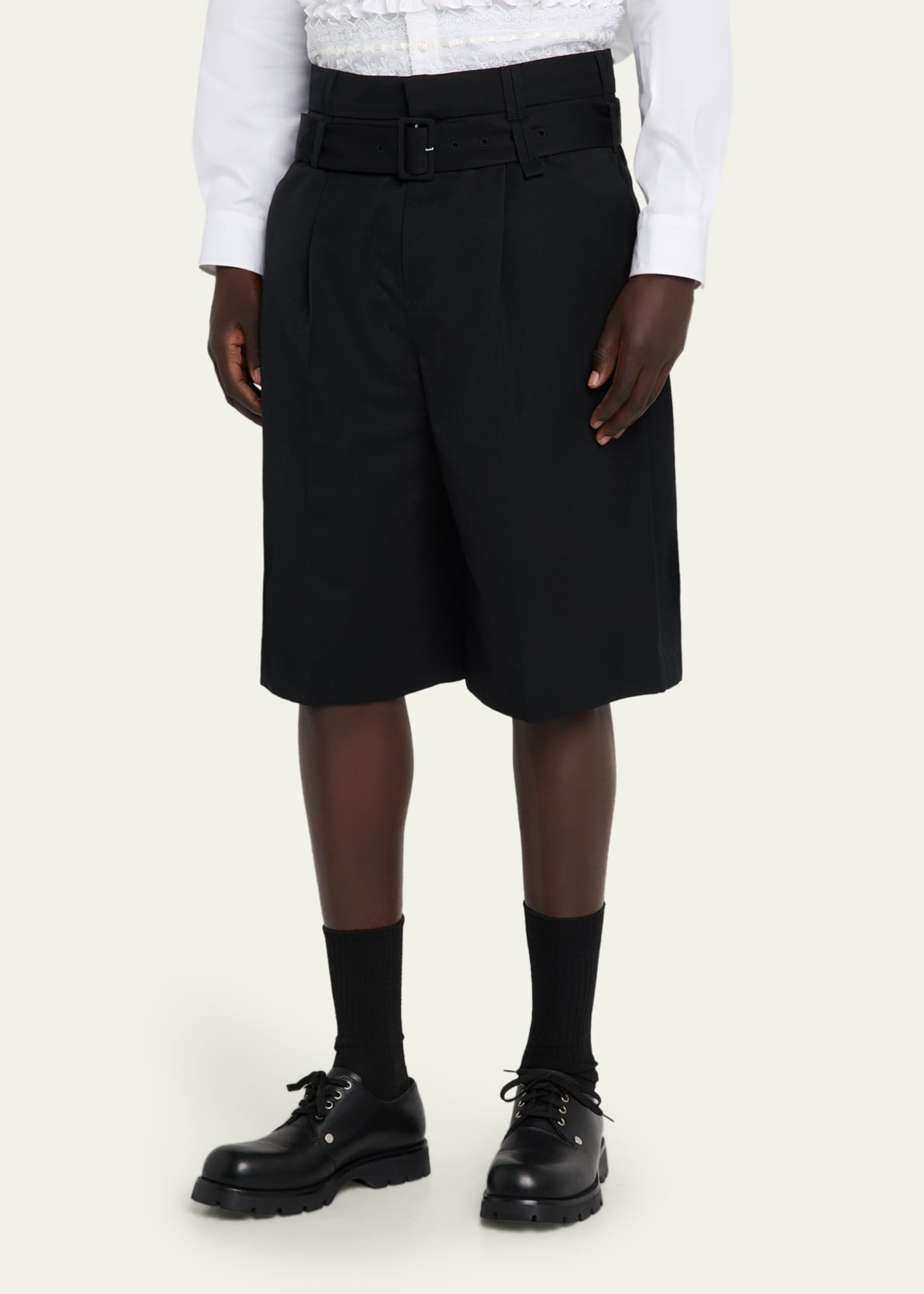 Simone Rocha Men's Wide-Leg Multi-Belt Loop Shorts - Bergdorf Goodman