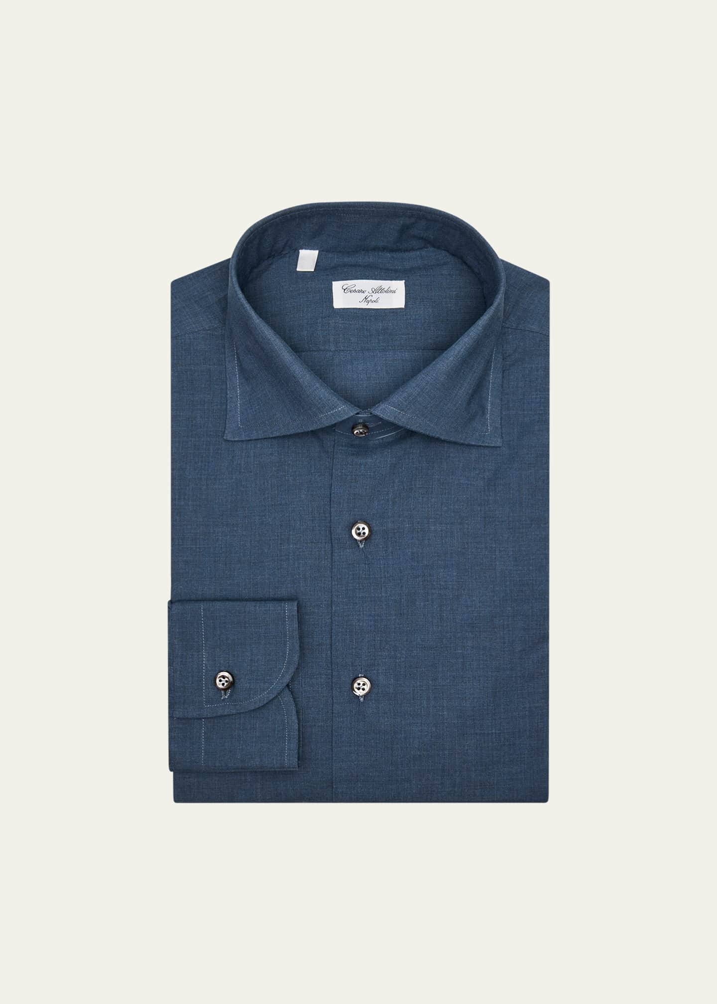 Cesare Attolini Men's Cotton Melange Spread-Collar Sport Shirt ...