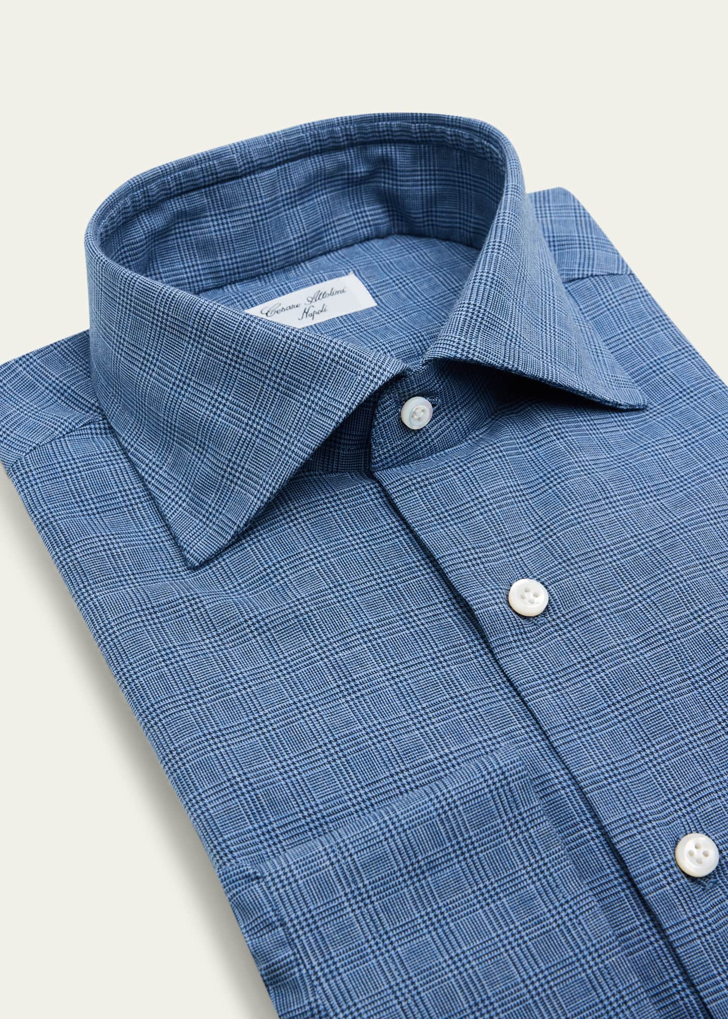 Cesare Attolini Men's Cotton Tonal Plaid Sport Shirt - Bergdorf Goodman