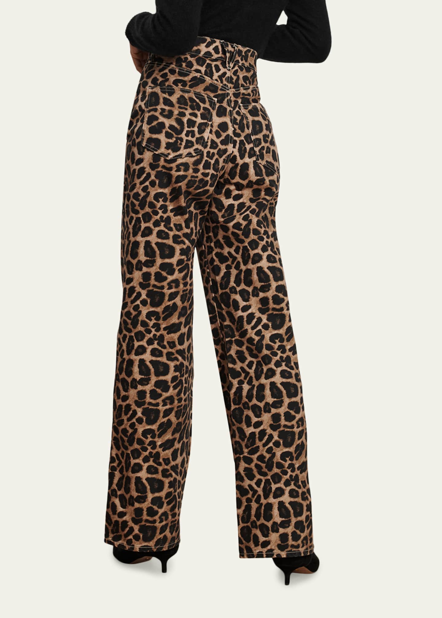 Veronica Beard Taylor High-Rise Wide-Leg Leopard Jeans with Chaps ...